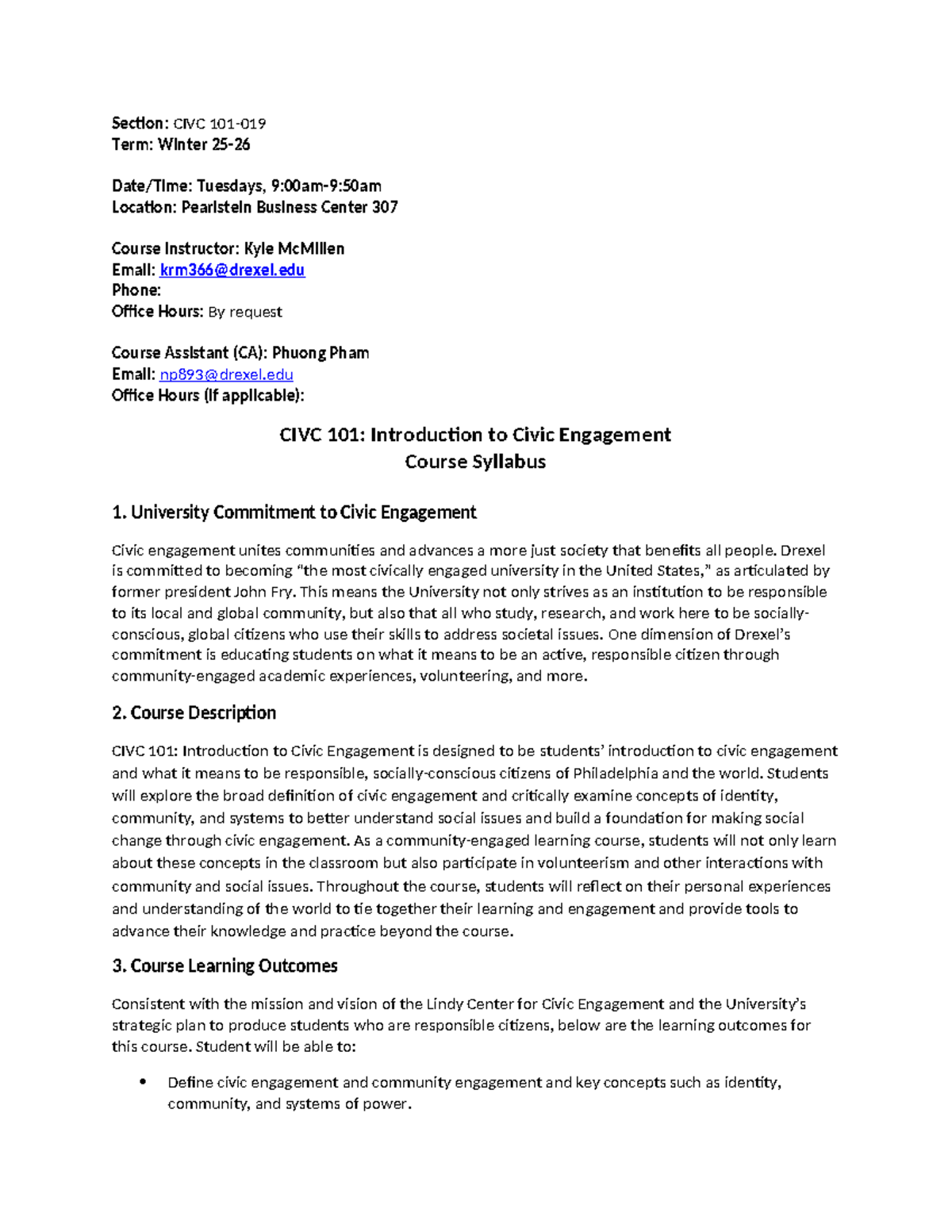 CIVC 101: Introduction to Civic Engagement Syllabus - Winter '26 - Studocu