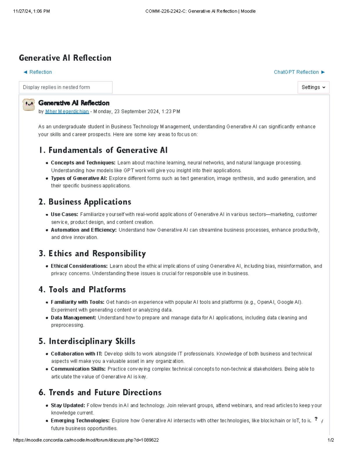Generative AI Reflection Example - Reflection ChatGPT Reflection ...