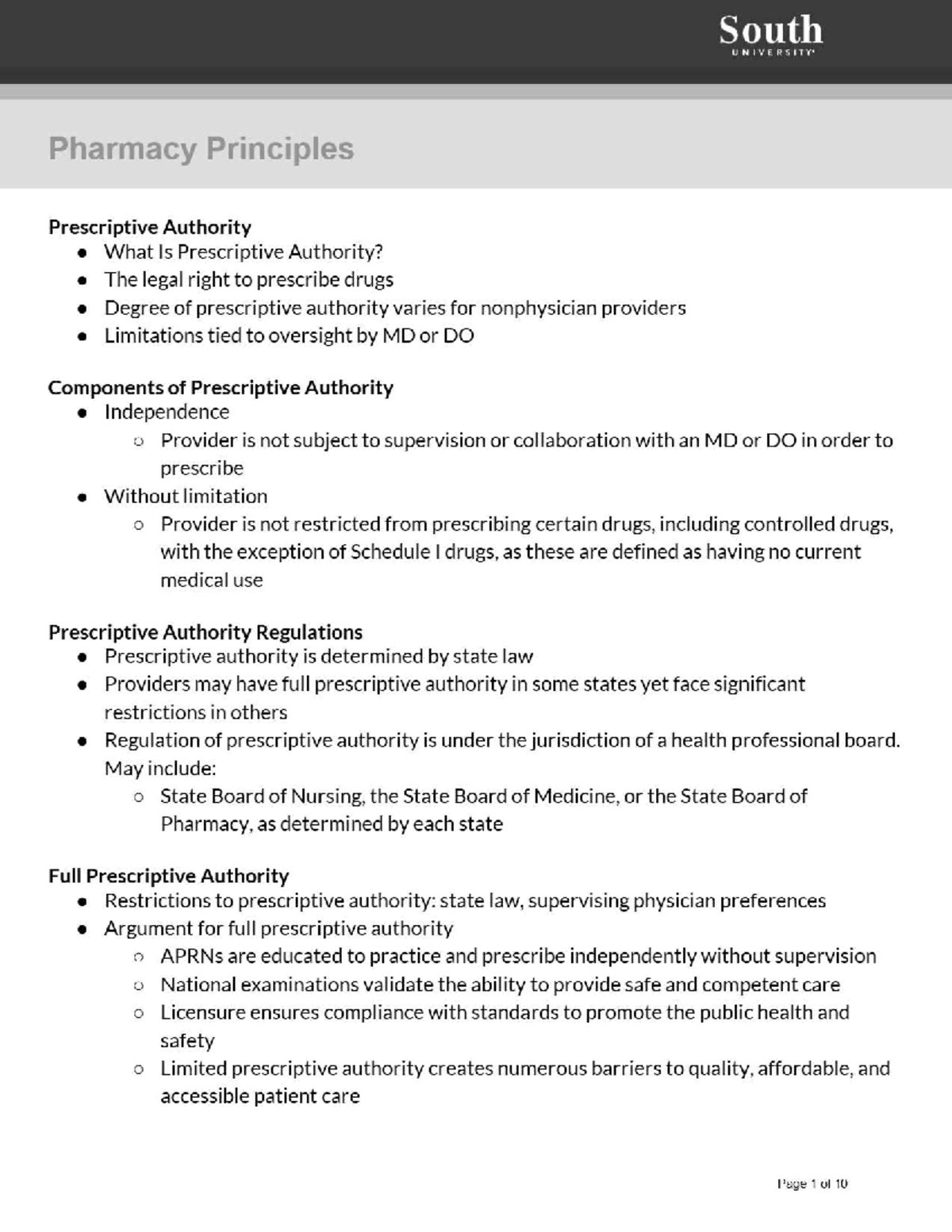 Pharmacy Principles: Prescriptive Authority Overview - Studocu