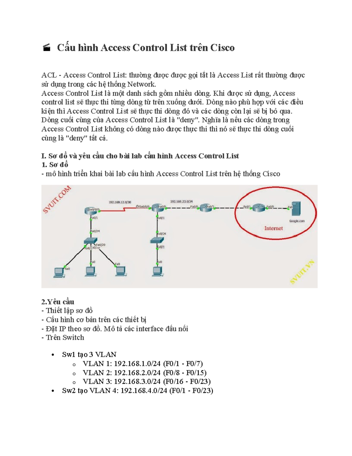 Cấu hình Access Control List trên Cisco - Cấu hình Access Control List ...