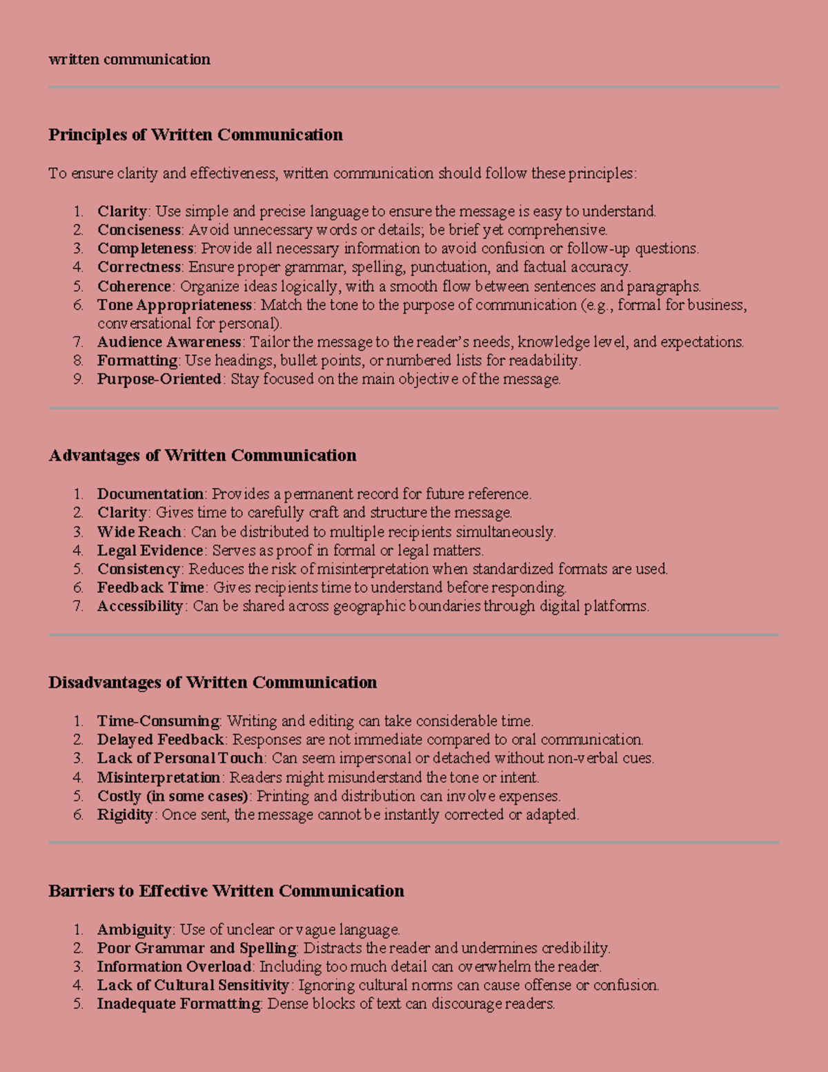 Effective Principles and Barriers of Written Communication 101 ...