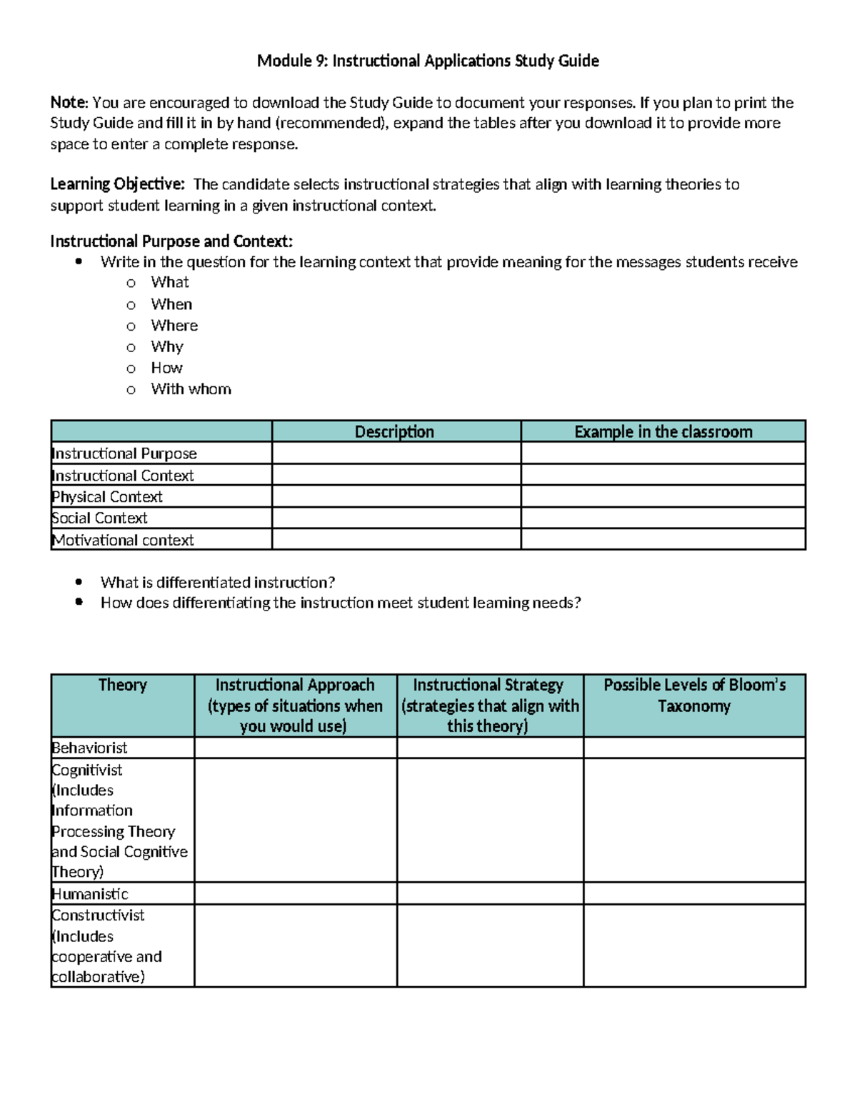 D094 Module 9: Instructional Applications Study Guide - Studocu