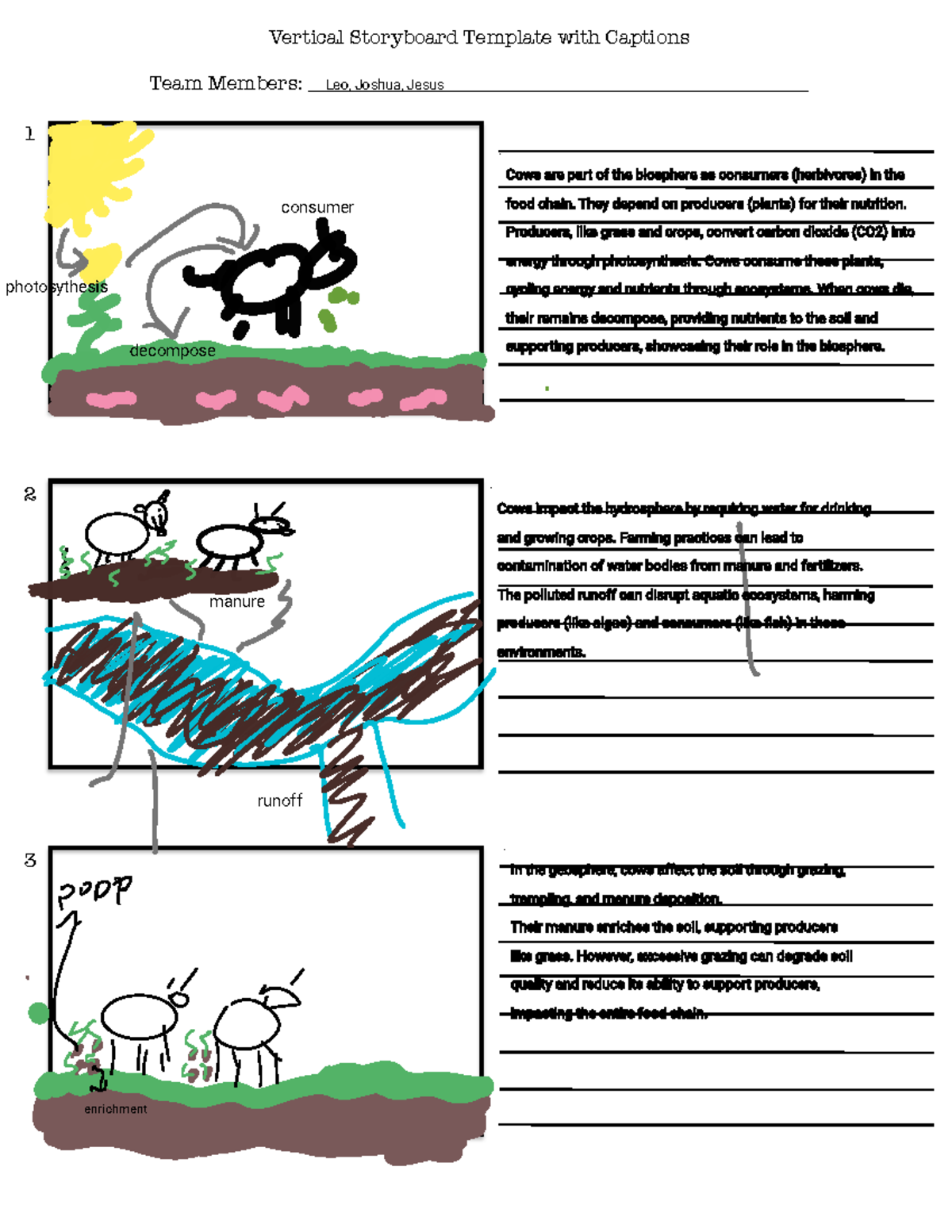 Vertical Storyboard Template: Cows' Role in Ecosystems and Climate ...