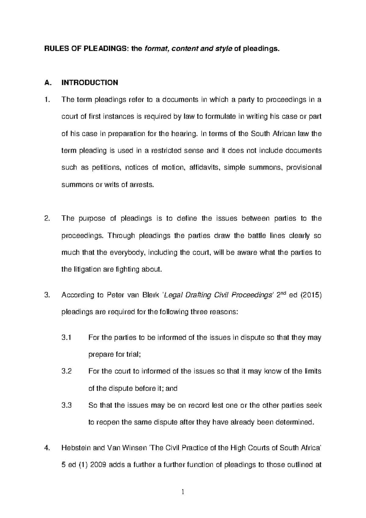Pleadings Rules Explained: Essential Notes on Legal Drafting - Studocu