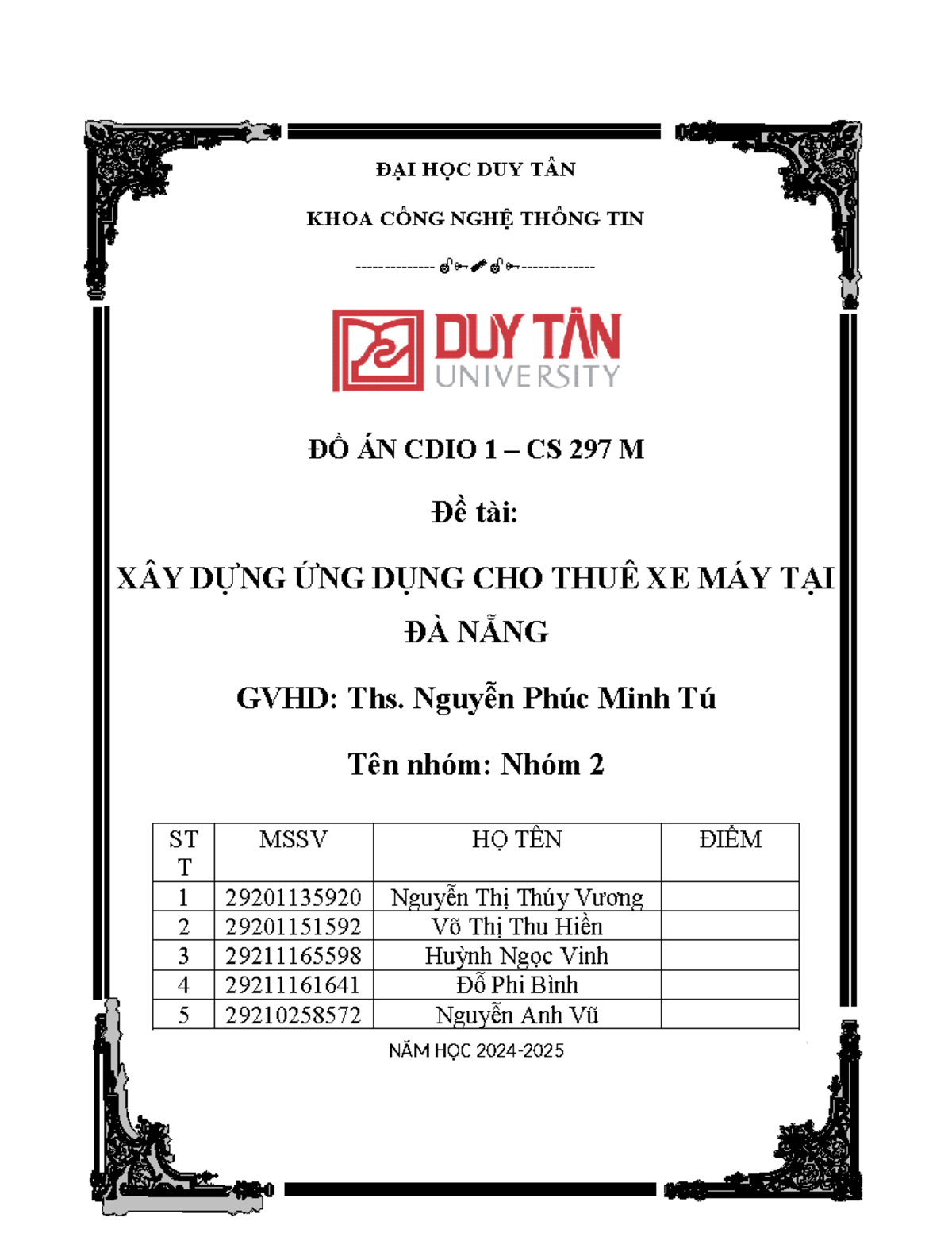 đồ án cdio - đồ án cdio1 - ####### ĐẠI HỌC DUY TÂN ####### KHOA CÔNG ...