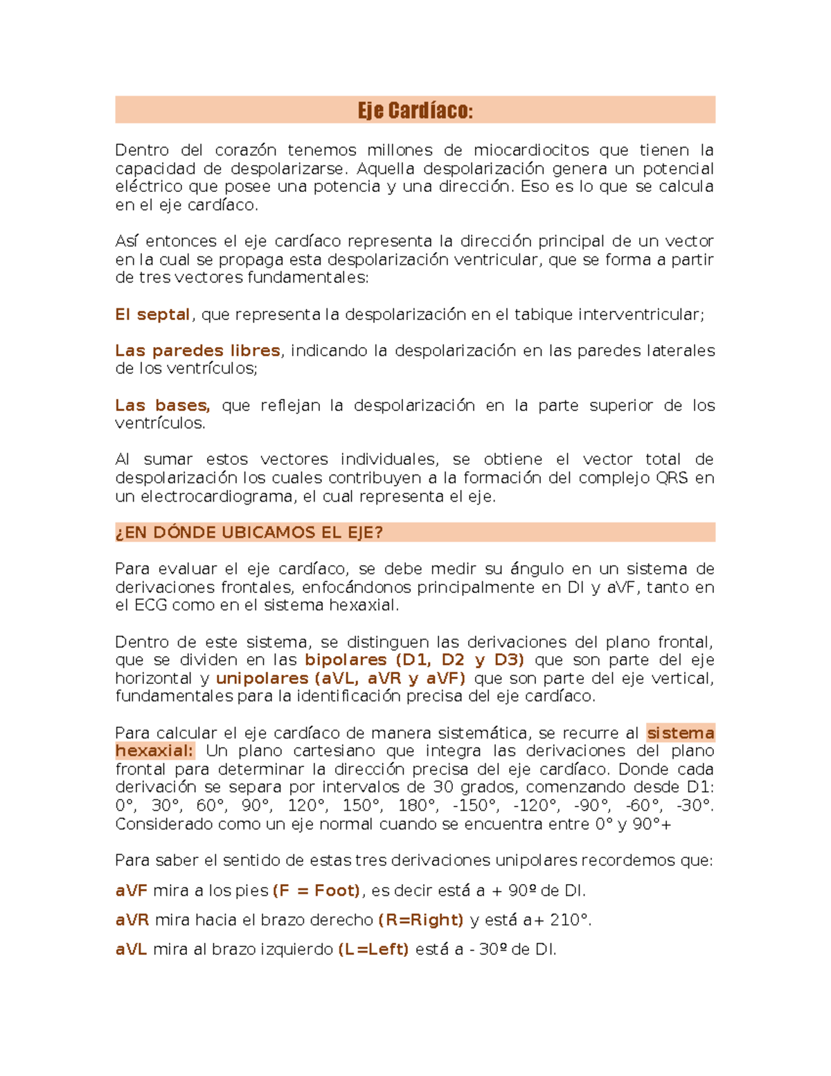 Eje Cardíaco y su Evaluación en Electrocardiograma (ECG) - Studocu