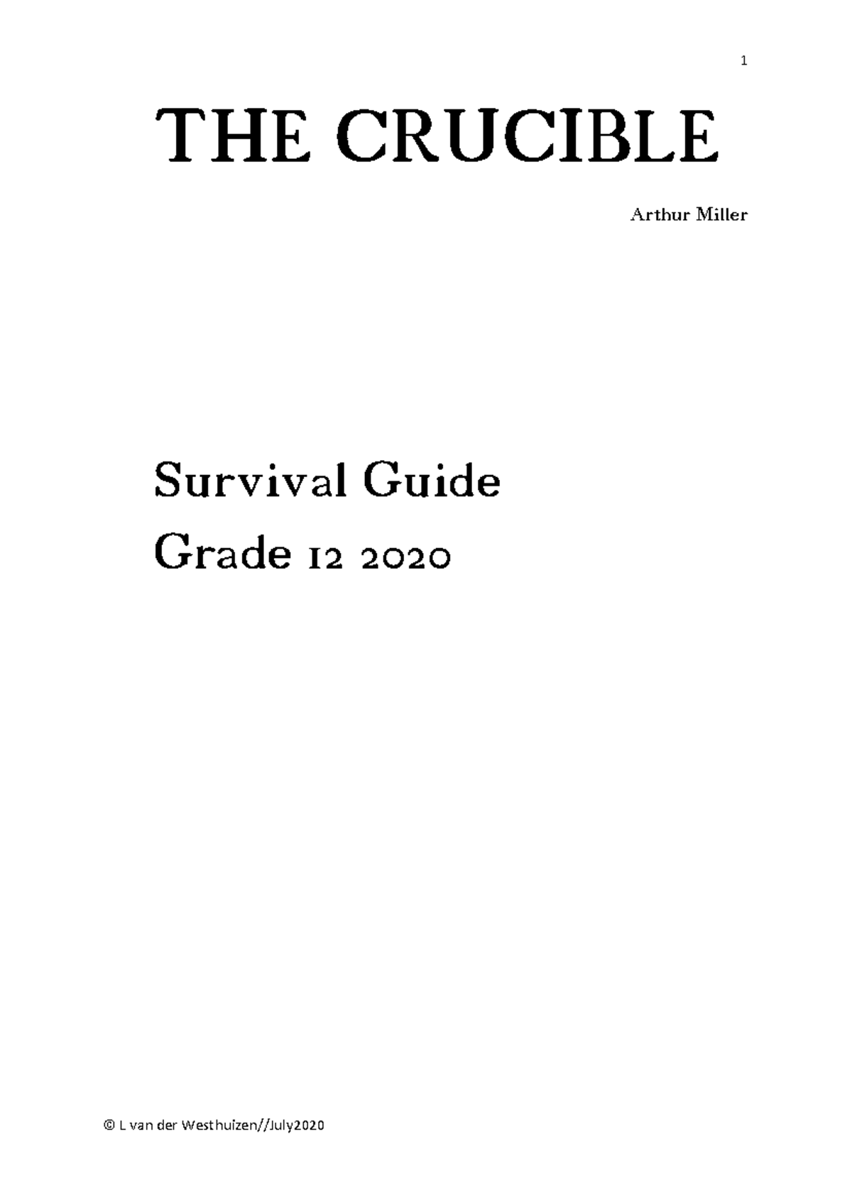 Grade 12: The Crucible Survival Guide - Key Themes & Analysis 2020 ...