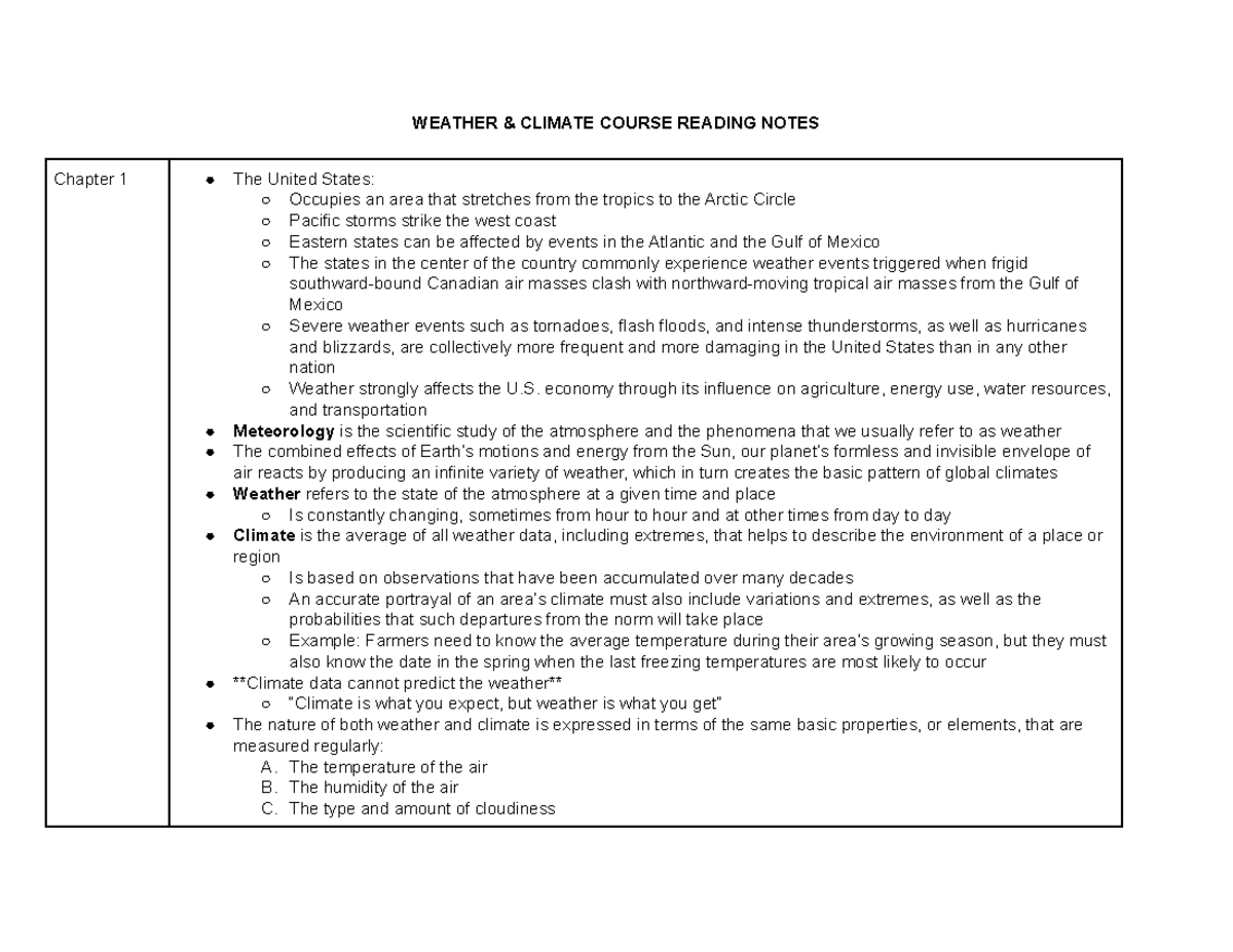 Weather and Climate Course Readings - WEATHER & CLIMATE COURSE READING ...
