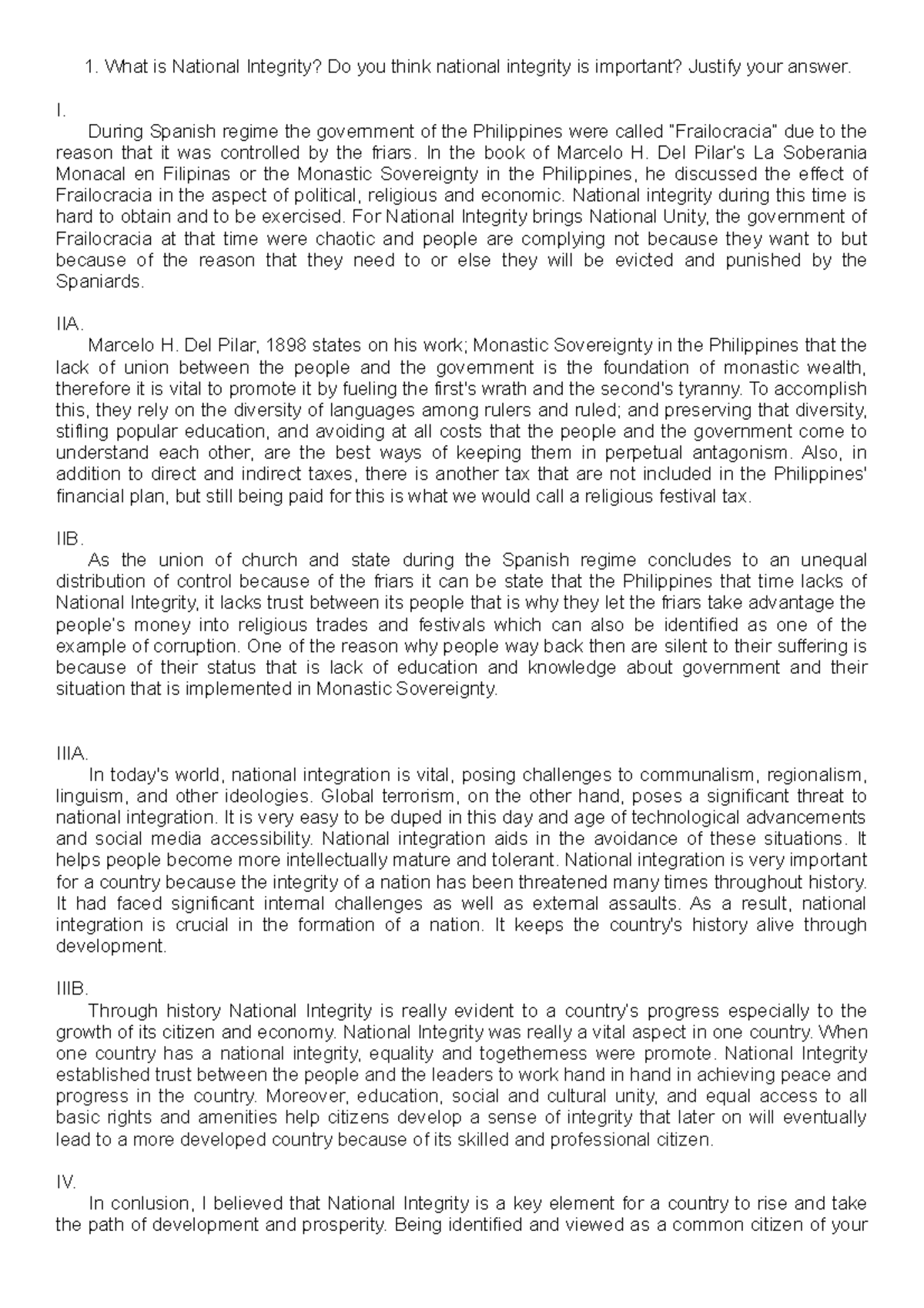 The Importance of National Integrity in Philippine History and Society ...