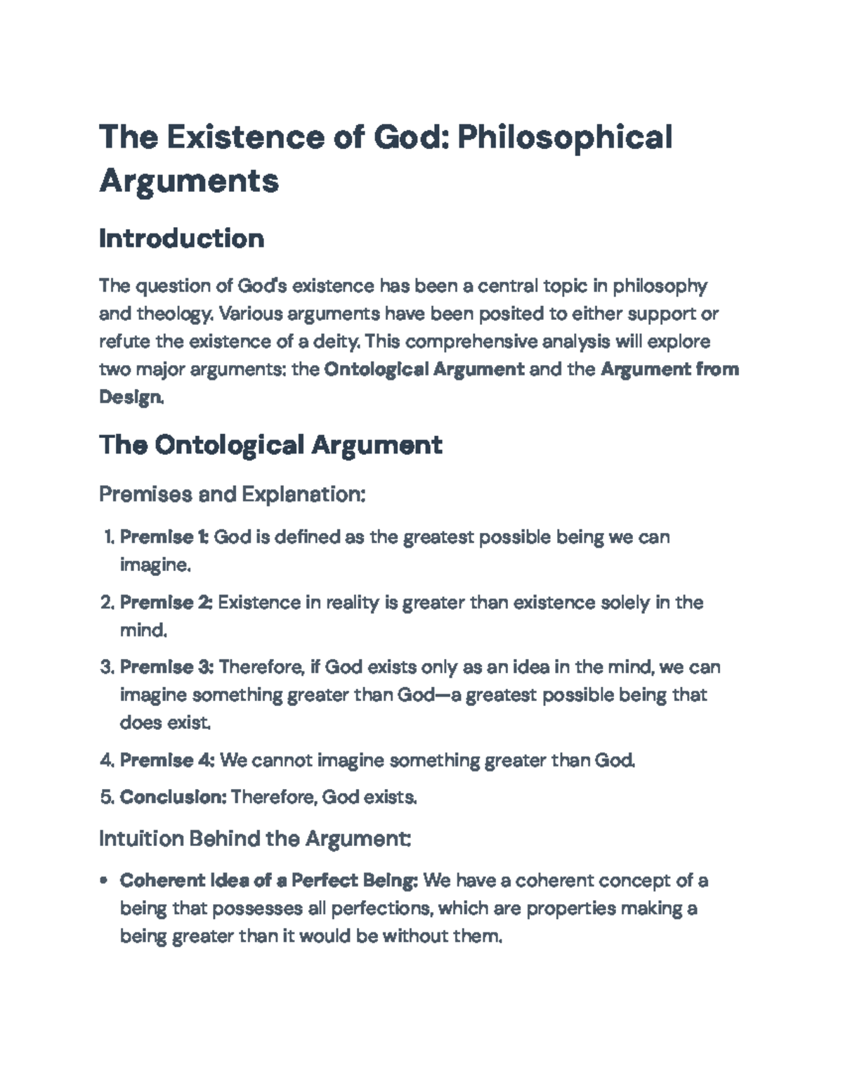 Philosophical Perspectives on God's Existence: Ontological & Design ...