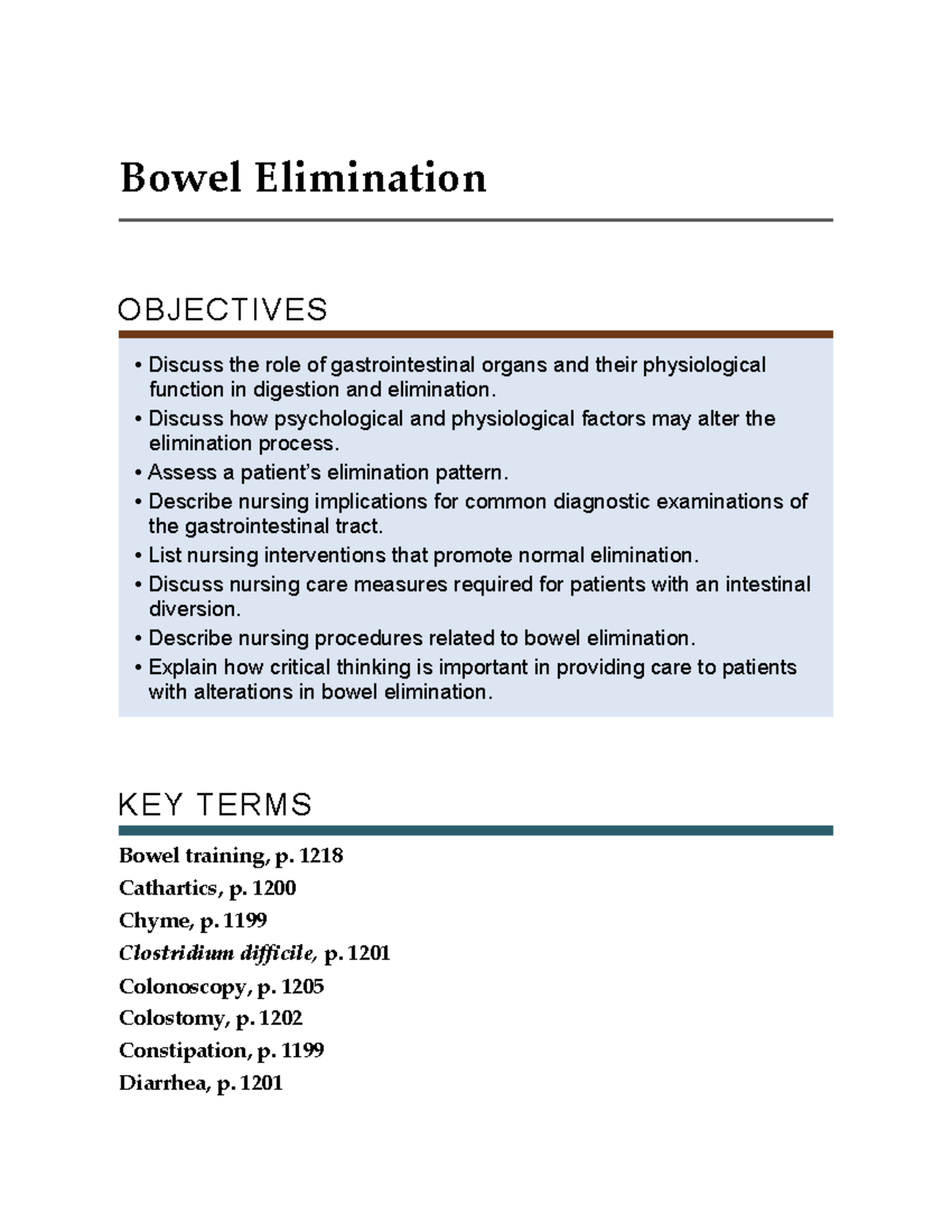 Fundamentals of Nursing - Ch. 47 Bowel Elimination Overview - RN NCLEX ...