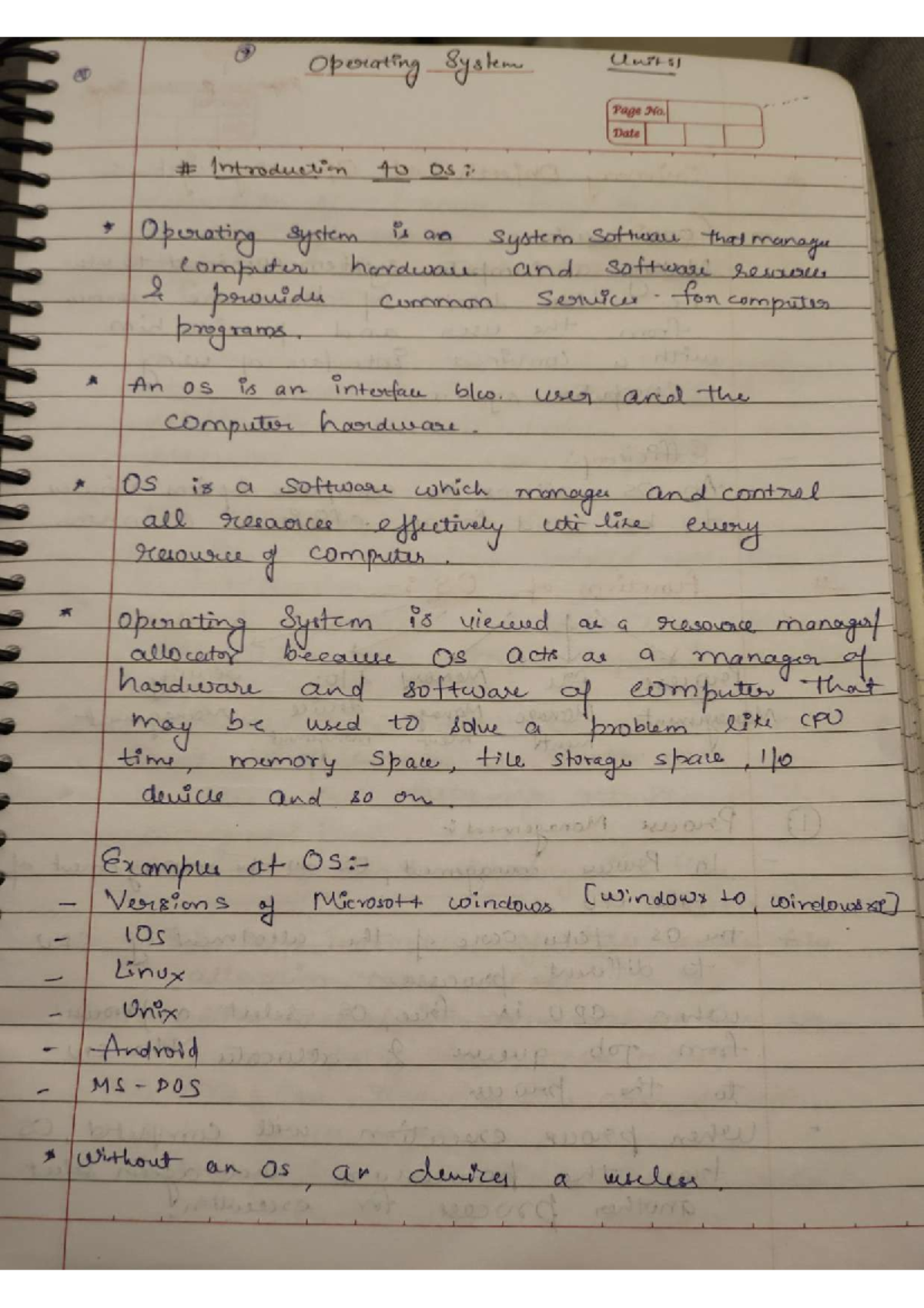 OS U1 - Comprehensive Notes on Operating Systems - Studocu