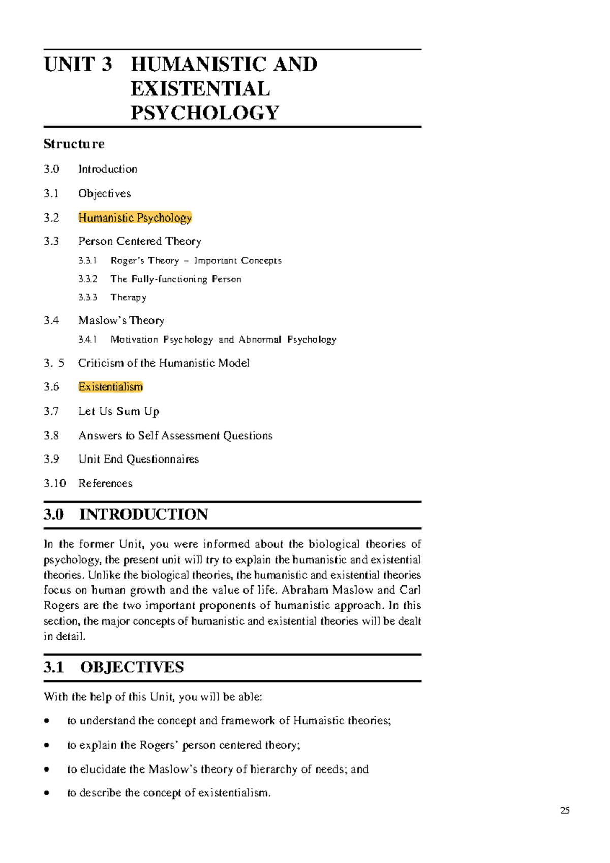 Humanistic and Existential Psychology - UNIT 3 HUMANISTIC AND ...
