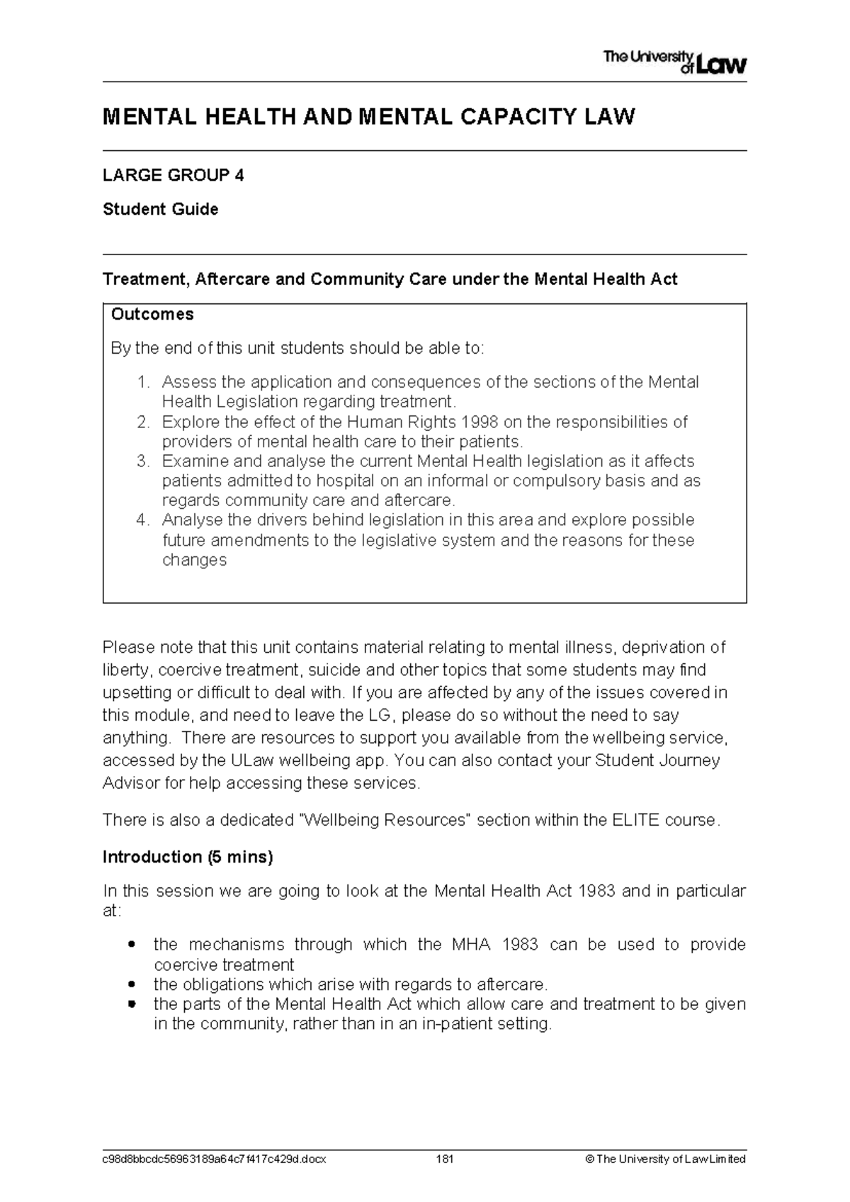 Mental Health Law LG4: Treatment, Aftercare & Community Care Insights ...