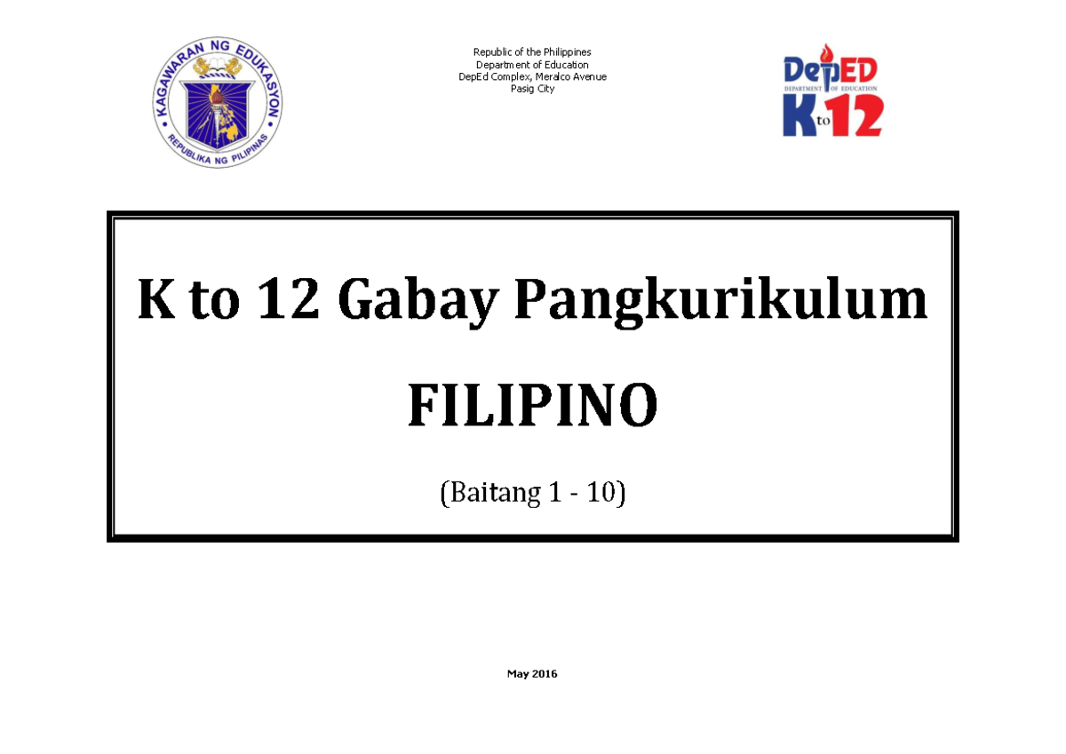 Grade 8 Filipino - Teacher's Guide for K to 12 Curriculum Lessons - Studocu