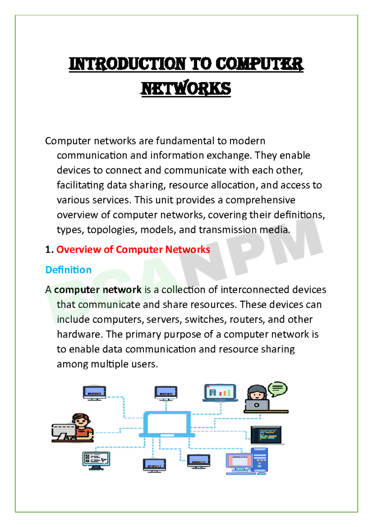 1-Introduct Ion to computer network - IntroductIon to computer networks ...