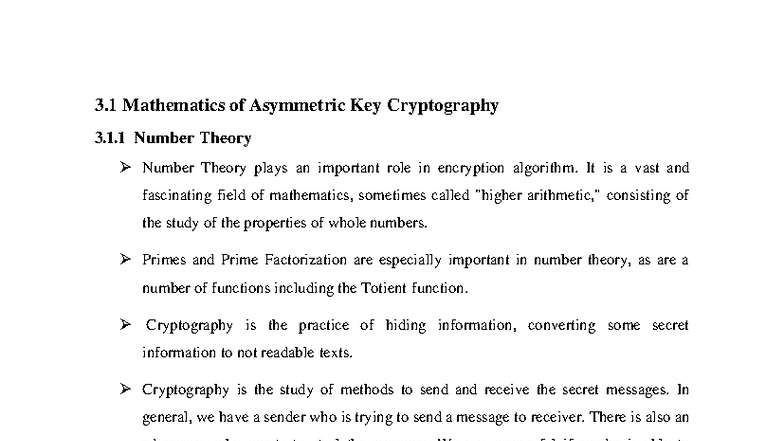 Unit 3: Asymmetric Cryptography Lecture Notes on Number Theory and Key ...