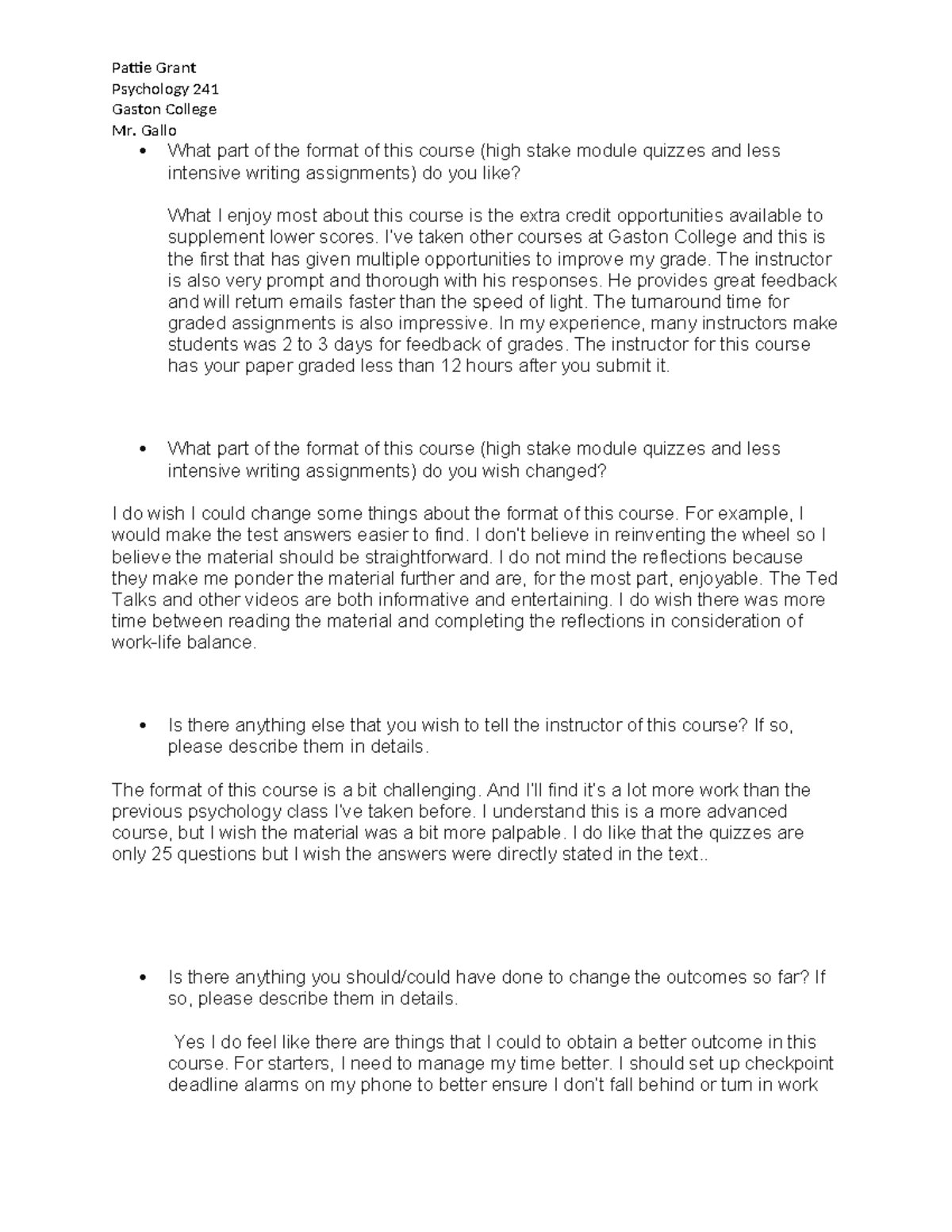 Psychology 241 Midterm Assessment Feedback - Gaston College - Studocu