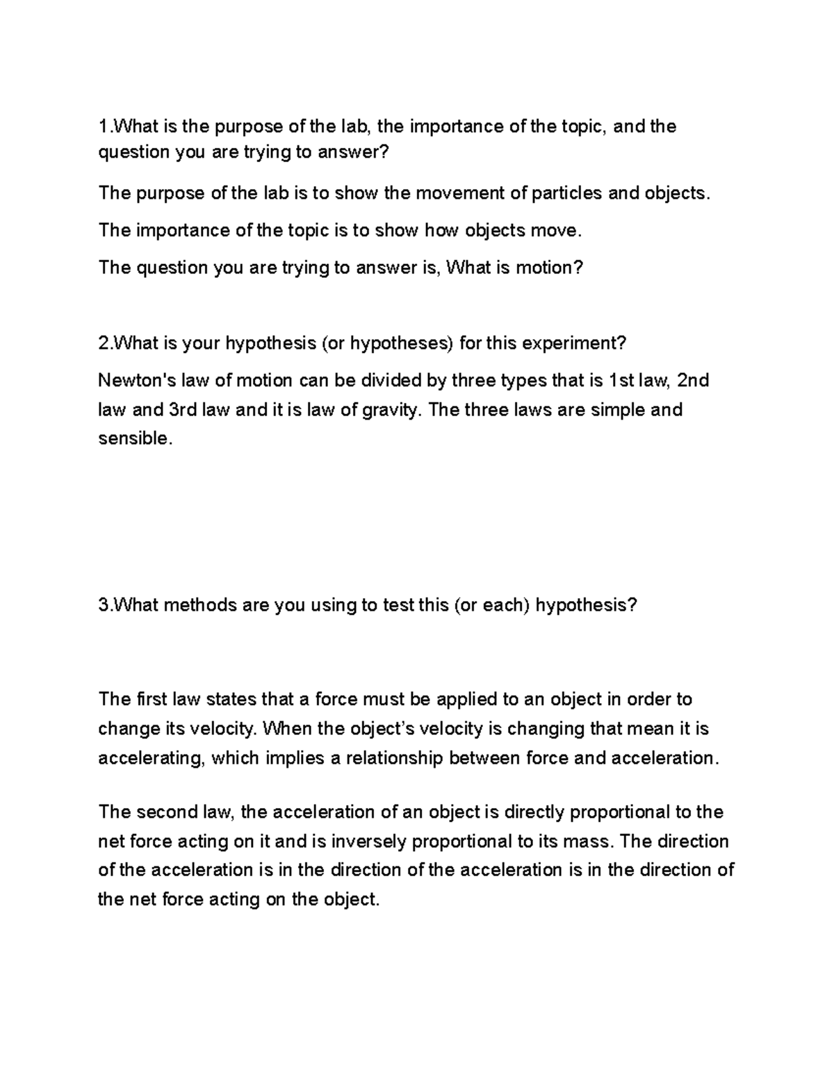 Newton's Laws of Motion - Lab Report and Findings - Studocu