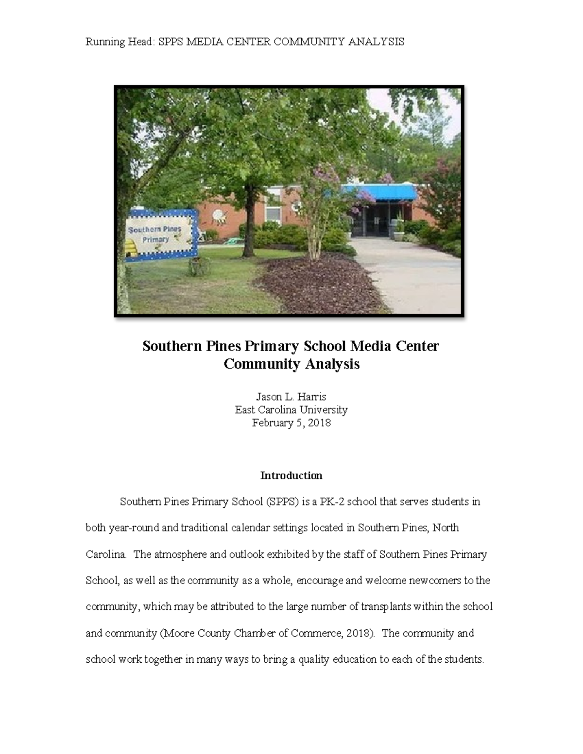 SPPS LIBS 6048 Community Analysis: Southern Pines Primary School Media ...