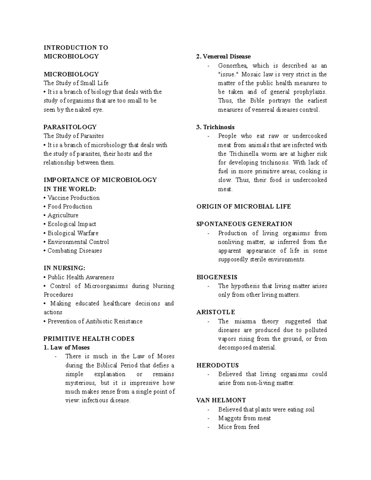 Microbiology 101: Introduction to Microbial Life and Parasitology - Studocu