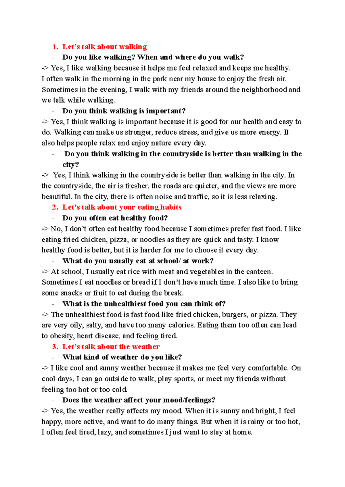 Speaking B1 - Discussing Daily Life Topics - Studocu