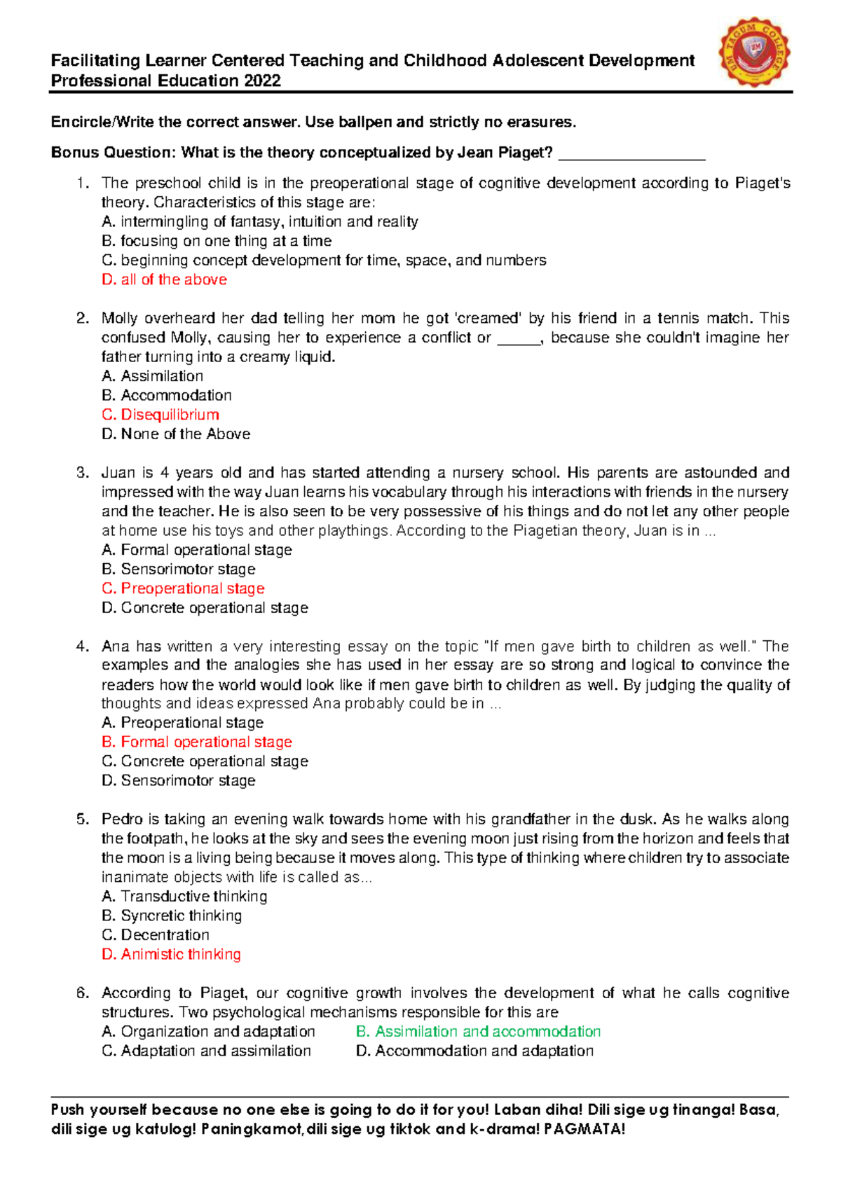 Facilitating Learner-Centered Teaching & Child Development: Prof Ed 2022 - Studocu