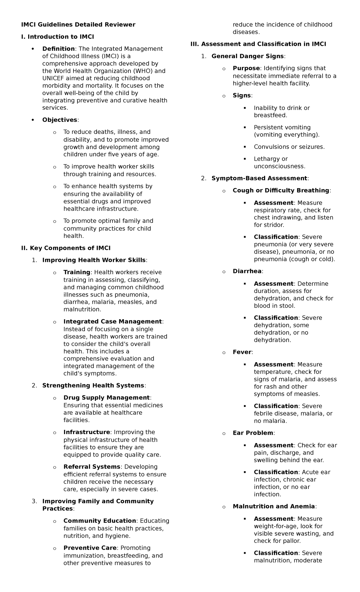 CHN2 Module 7 IMCI Guidelines Detailed Reviewer - IMCI Guidelines ...