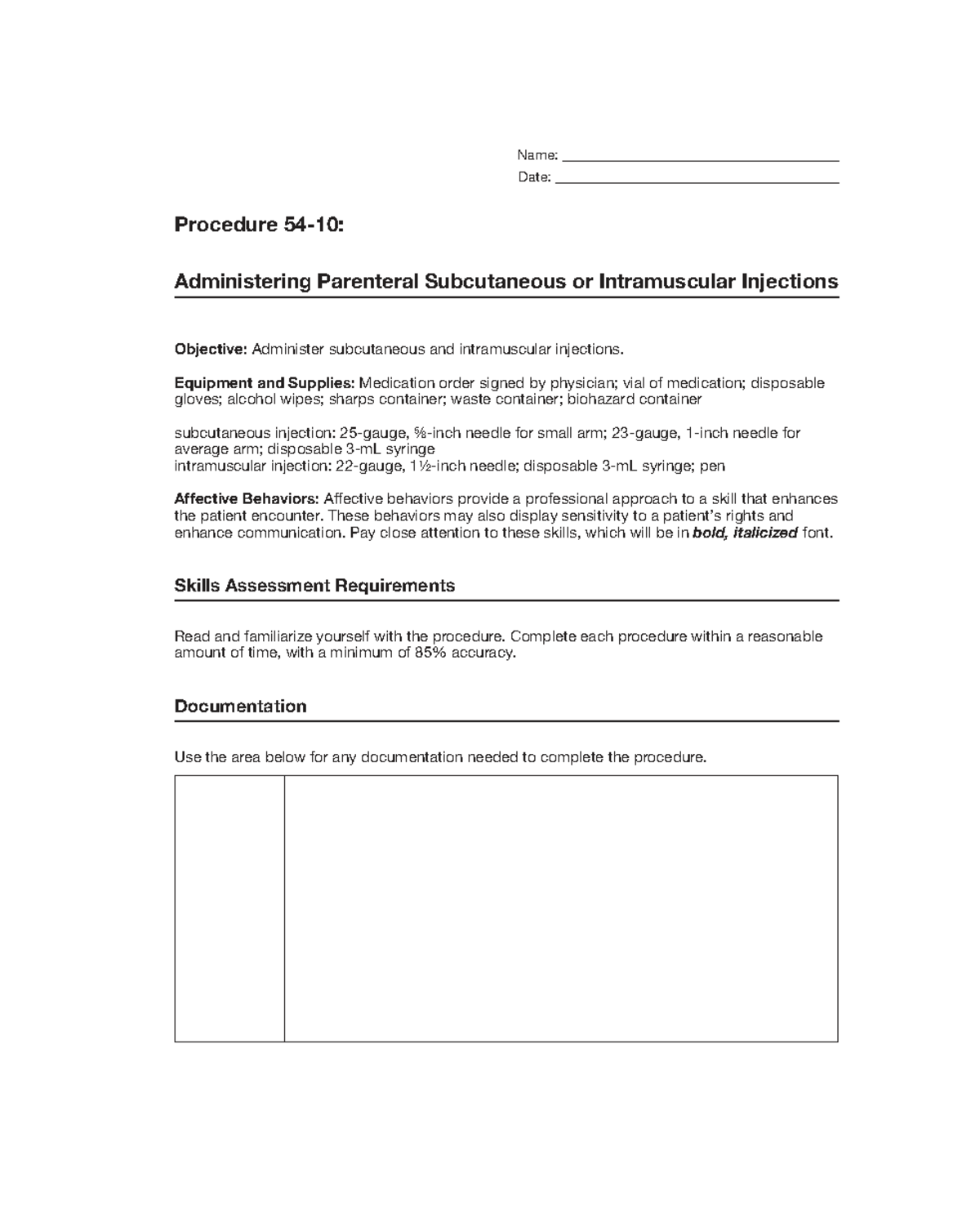 Procedure 54-10: Administering Subcutaneous & IM Injections - Studocu
