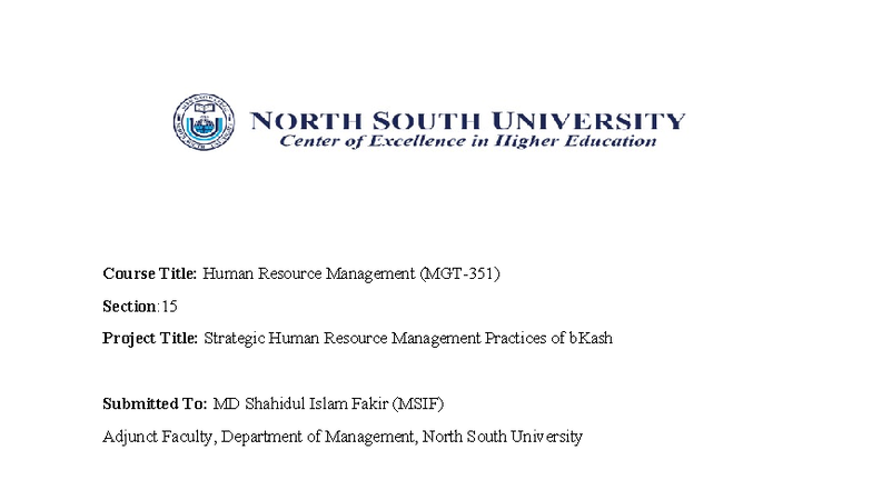 MGT 351: Strategic HRM Practices at bKash - A Comprehensive Analysis ...