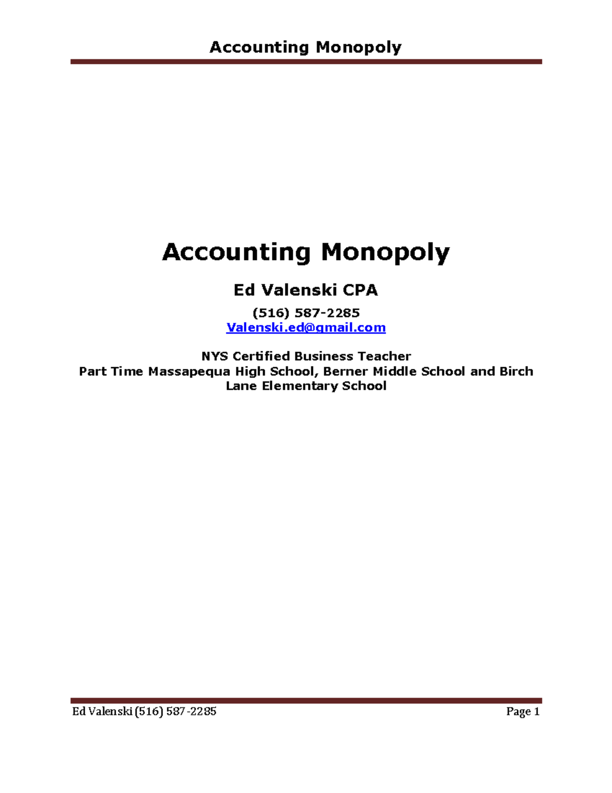 Accounting Monopoly Lesson Plan: Engaging Students in Finance - Studocu
