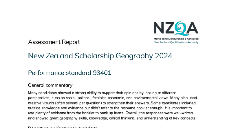 Scholarship Geography Assessment Report 2024 - Performance Insights ...