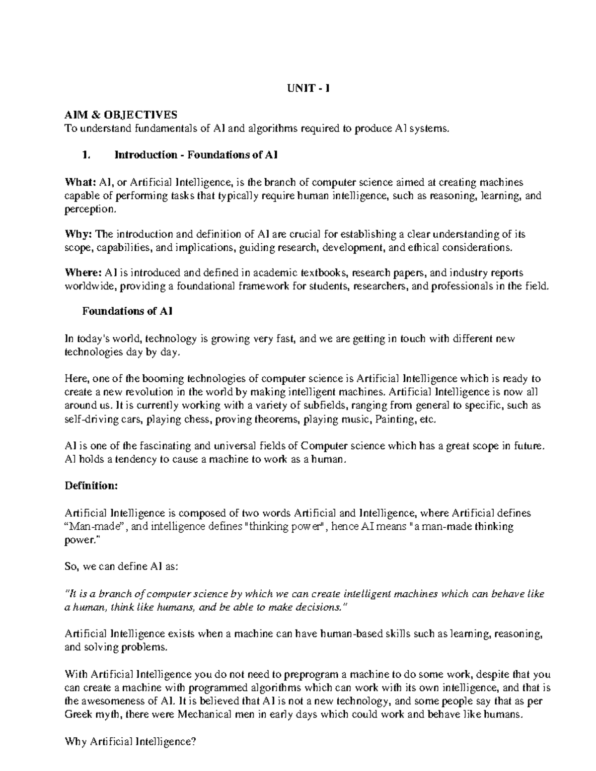 AI 101: Understanding Fundamentals and Applications of Artificial Intelligence - Studocu