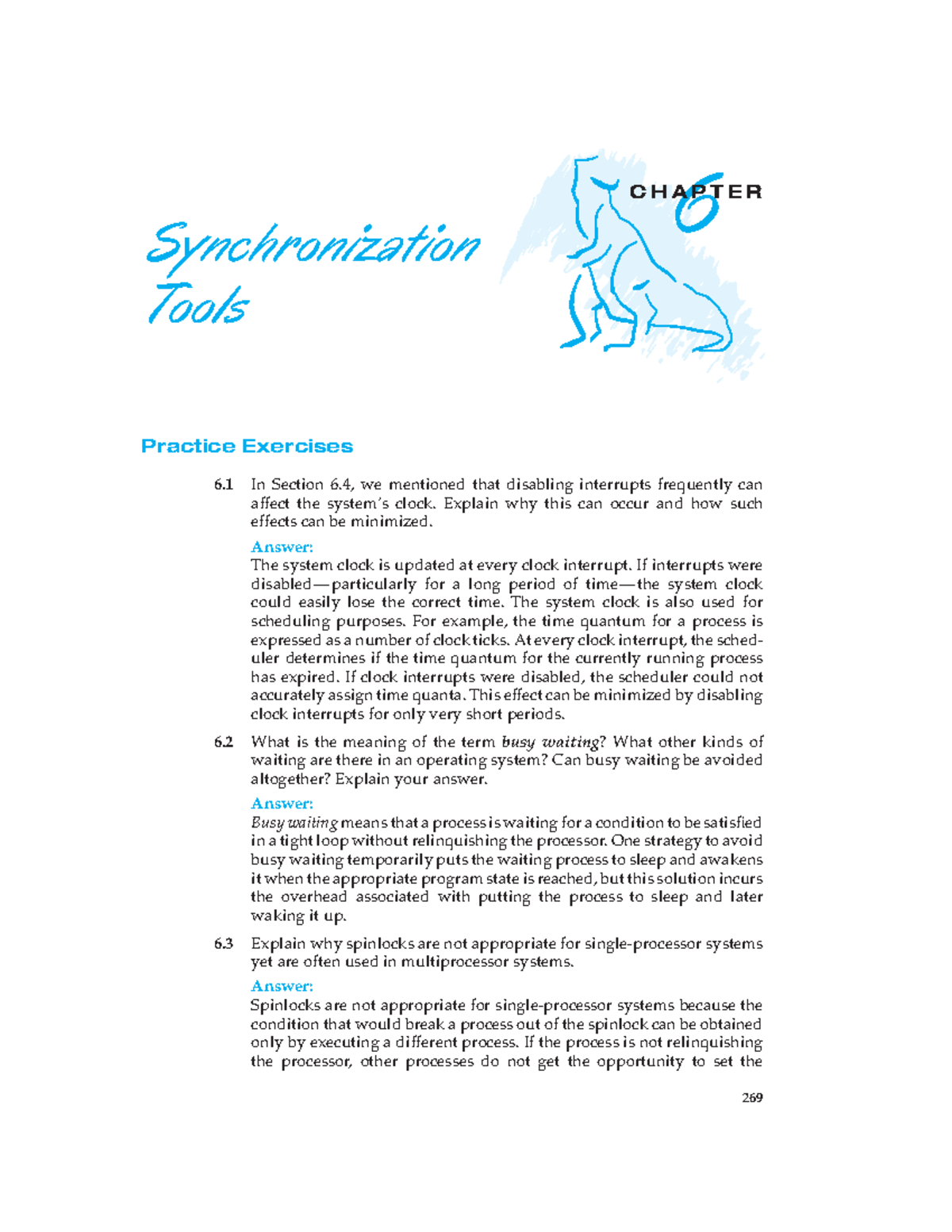 chapter 6 question and answers - 6 C H A P T E R Synchronization Tools Practice Exercises 6 In ...