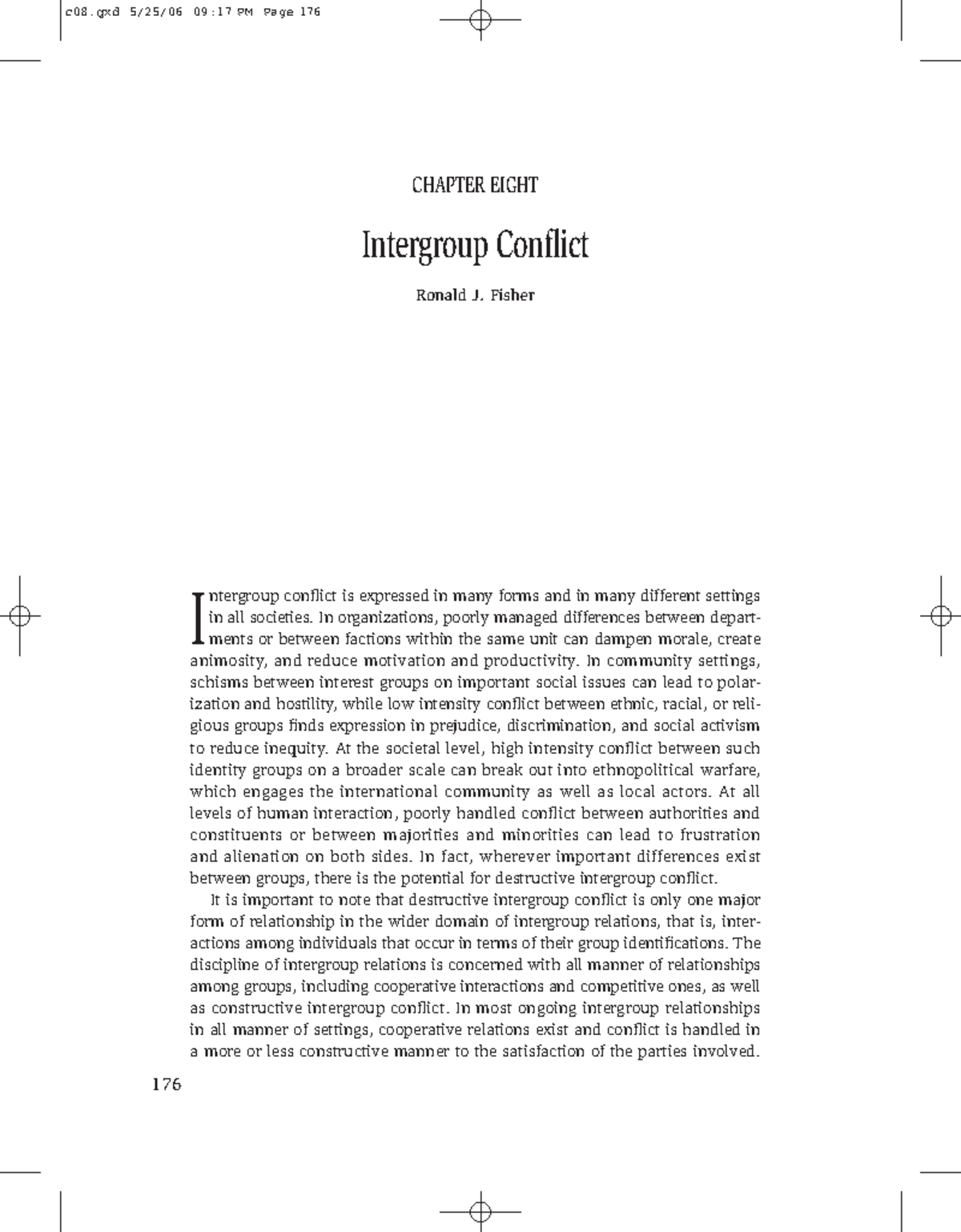 Intergroup Conflict.pdf- Fisher - CHAPTER EIGHT Intergroup Conflict Ronald J. Fisher I ntergroup ...