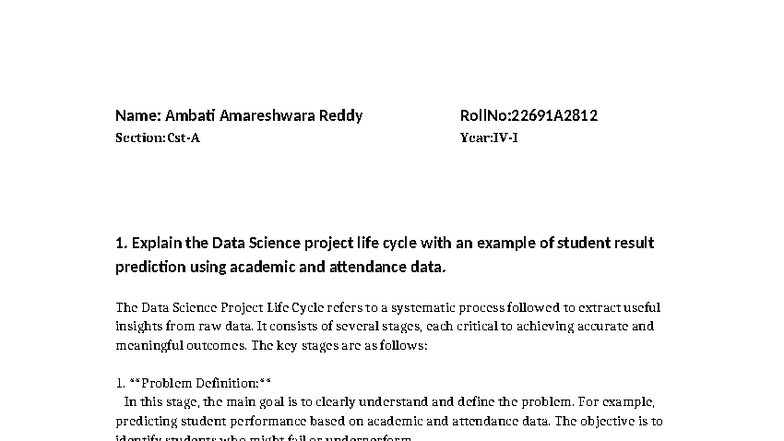Data Science Project Life Cycle: Student Result Prediction Analysis ...