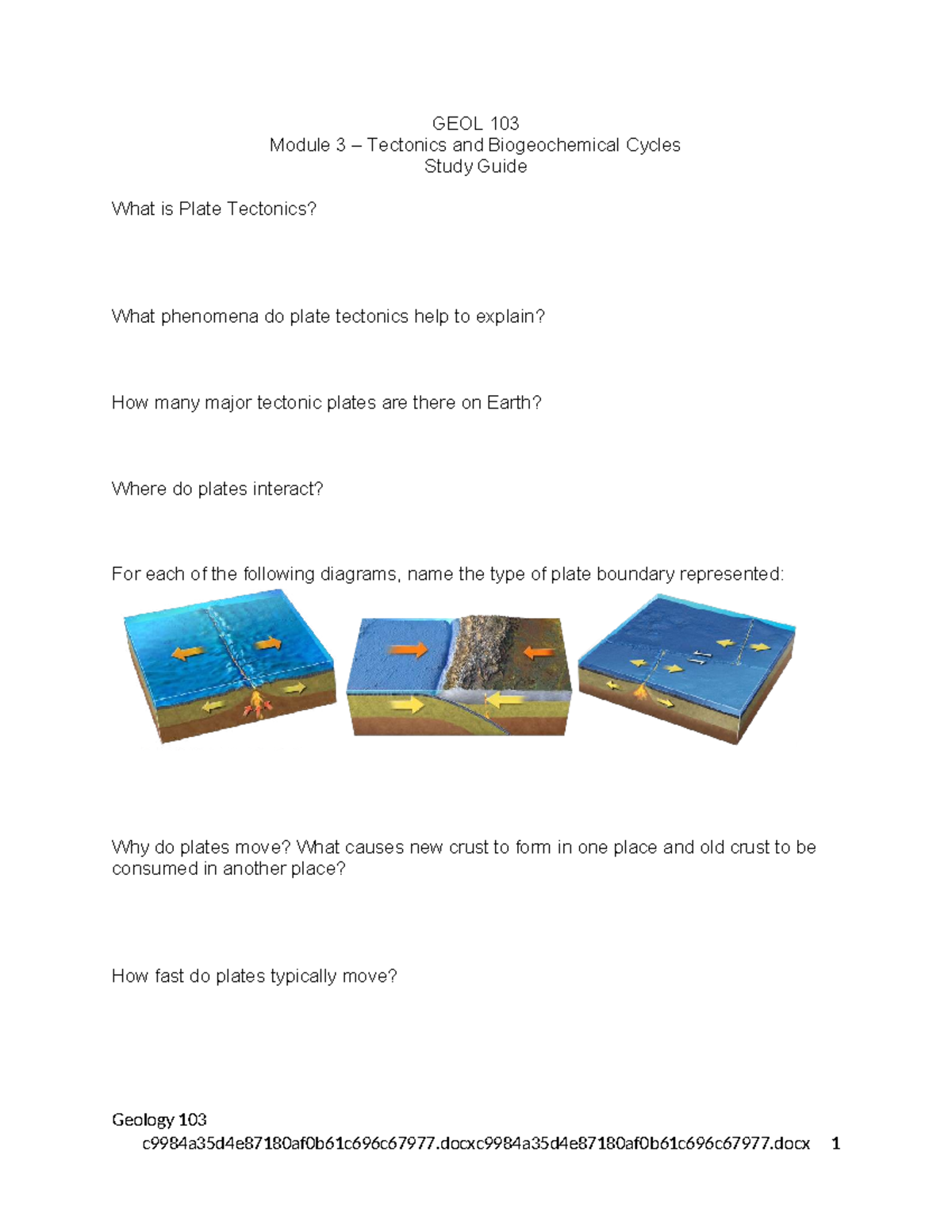 GEOL 103 Module 3 Study Guide: Tectonics & Biogeochemical Cycles - Studocu