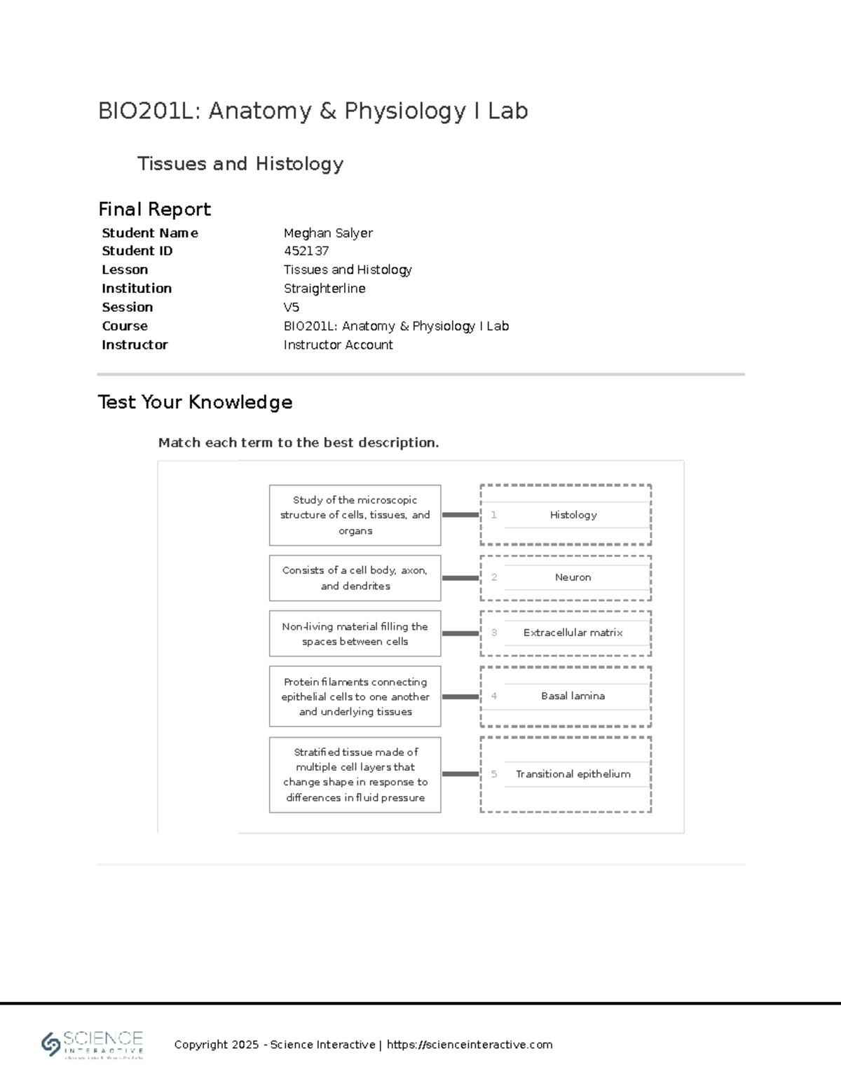 BIO201L: Final Report on Tissues and Histology Lab - Studocu