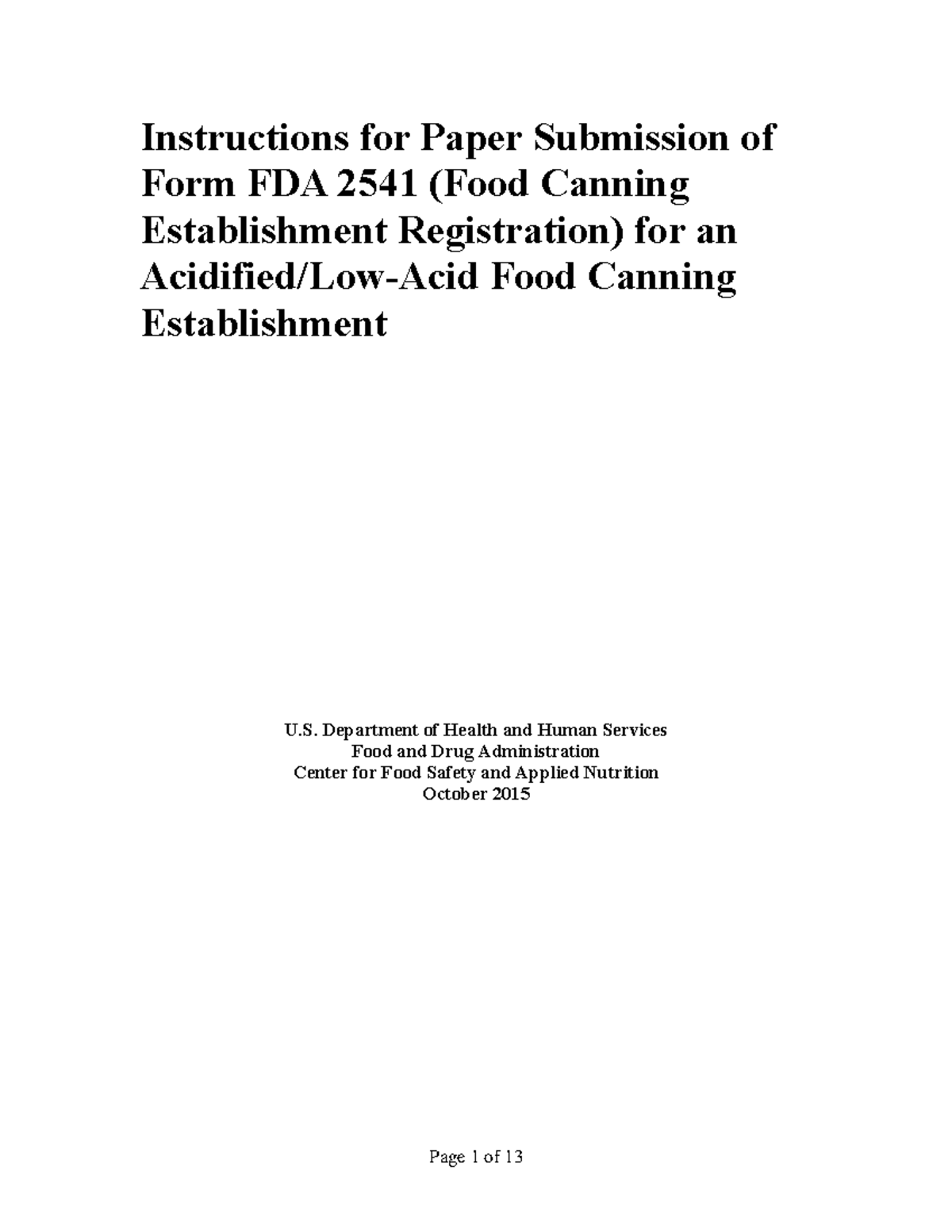 Paper Instructions for Form FDA 2541: Registration & Cancellation Guide ...