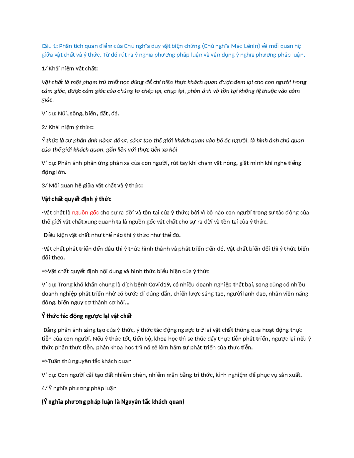 Phân Tích Chủ Nghĩa Duy Vật Biện Chứng - Triết Học Mác Lenin - Studocu