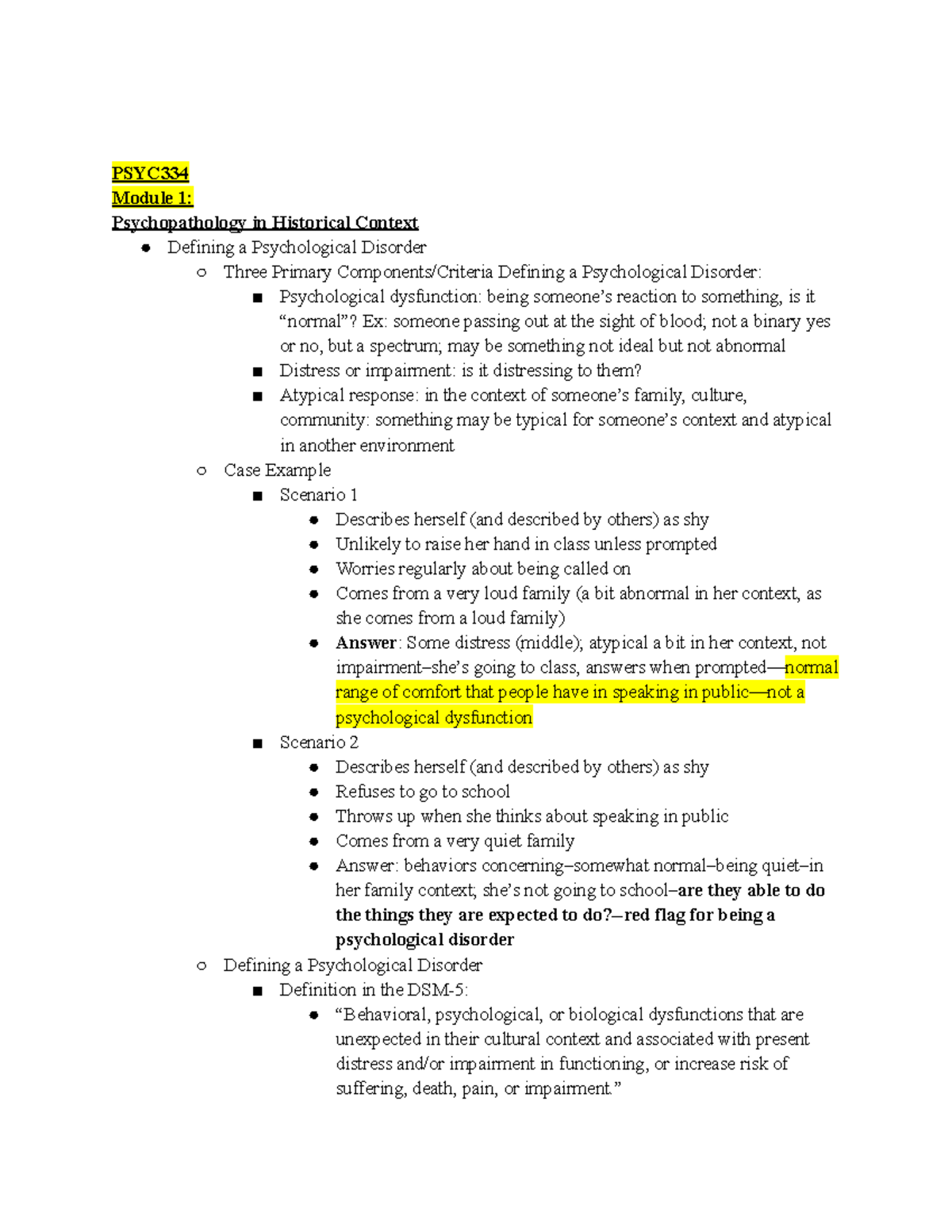 PSYC334: Understanding Psychological Disorders and Assessment Methods ...