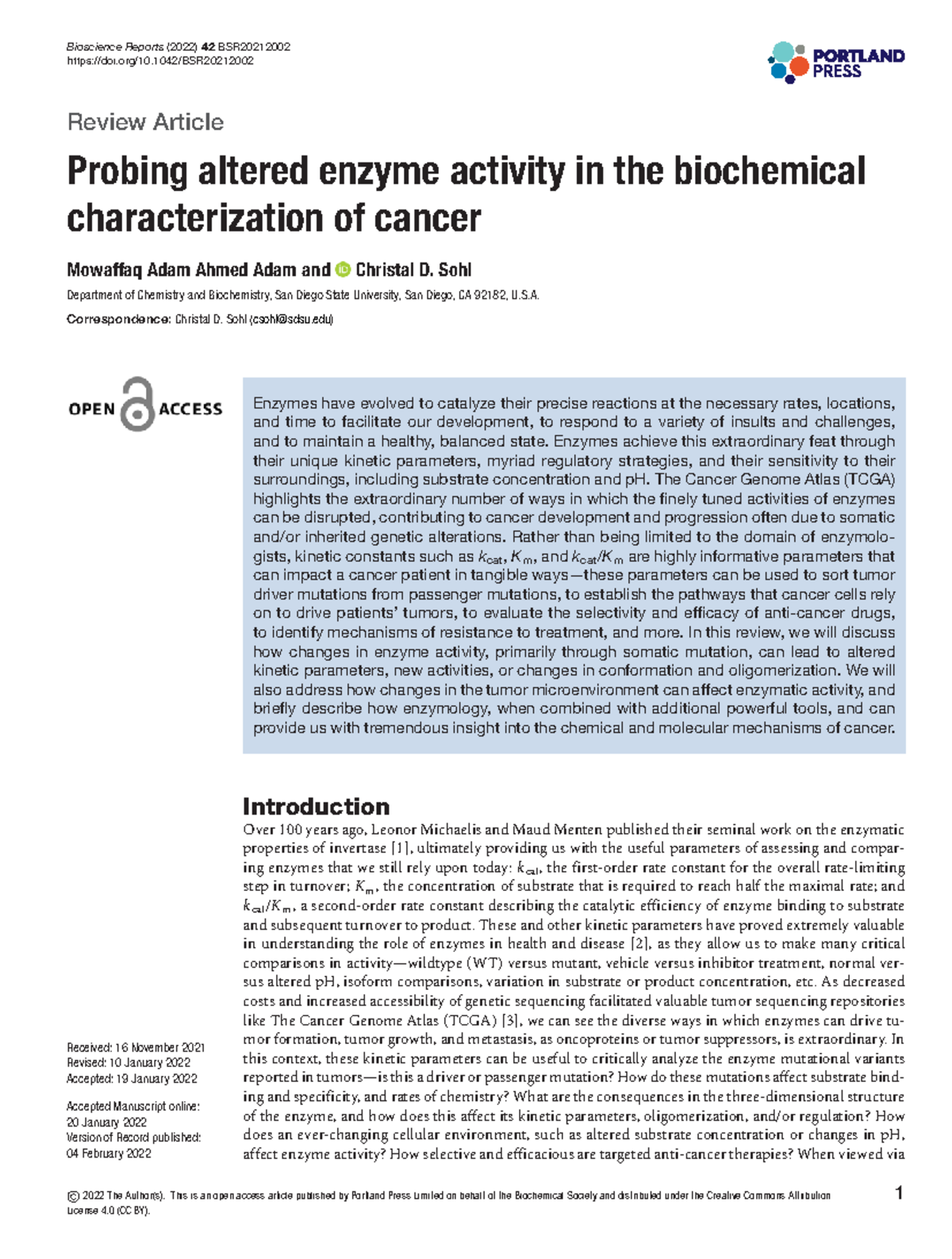 Probing Enzyme Activity and Kinetic Changes in Cancer Review ...
