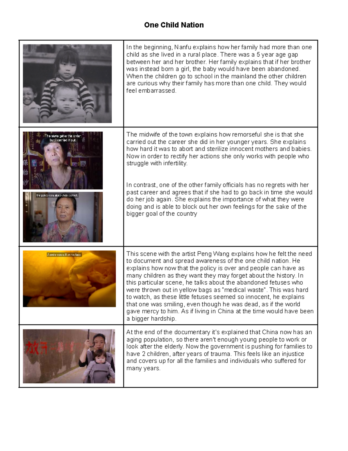 One Child Nation: Insights on China's Family Policy and Impact - Studocu