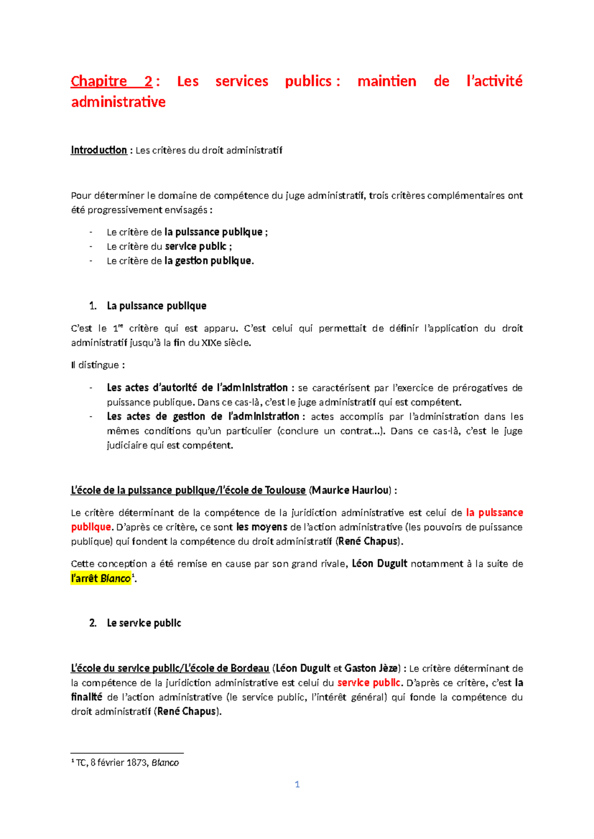 Chapitre 2 : Les Services Publics et le Droit Administratif (Droit ...