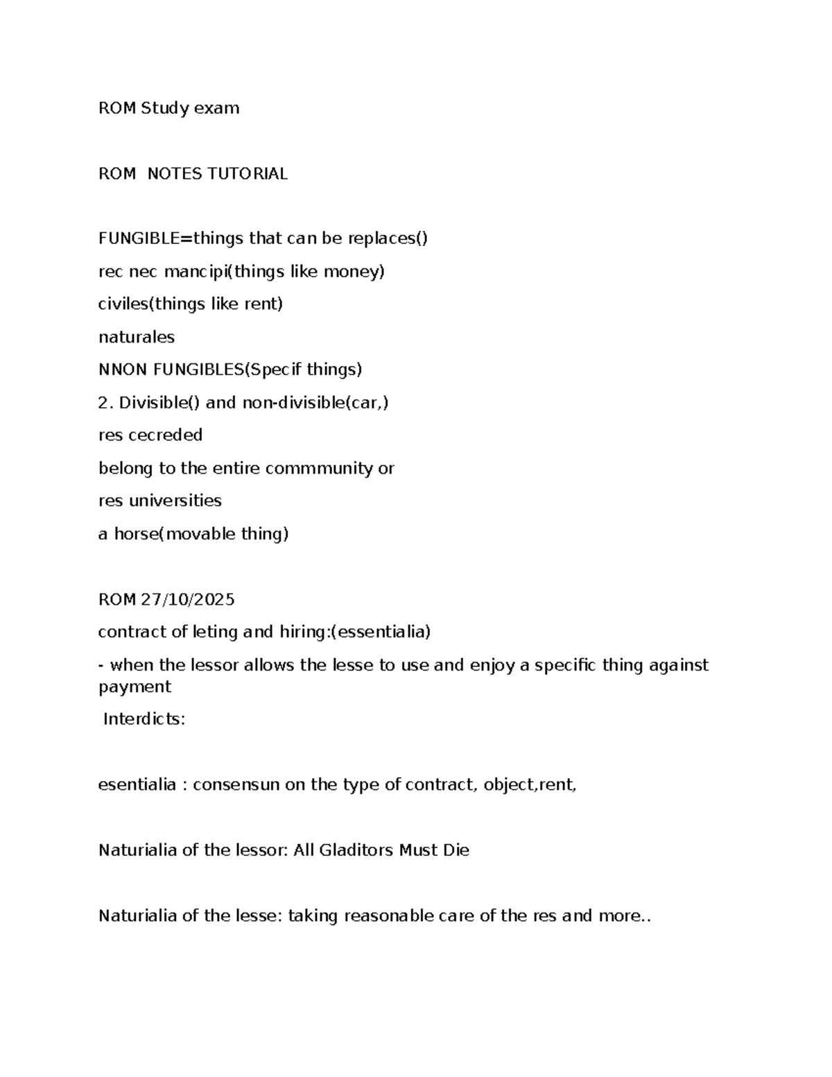 ROM Study Exam Notes: Key Concepts and Contracts - Studocu