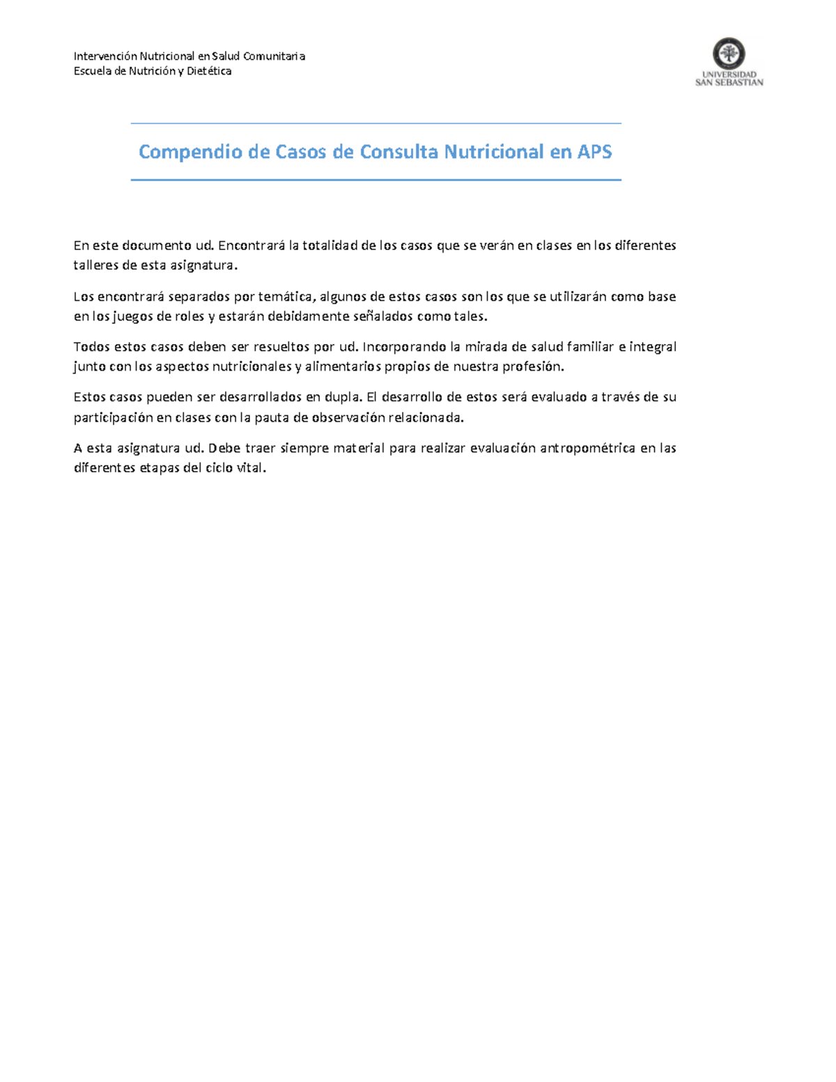 Compendio de Casos Clínicos en Nutrición APS - Escuela de Nutrición y ...