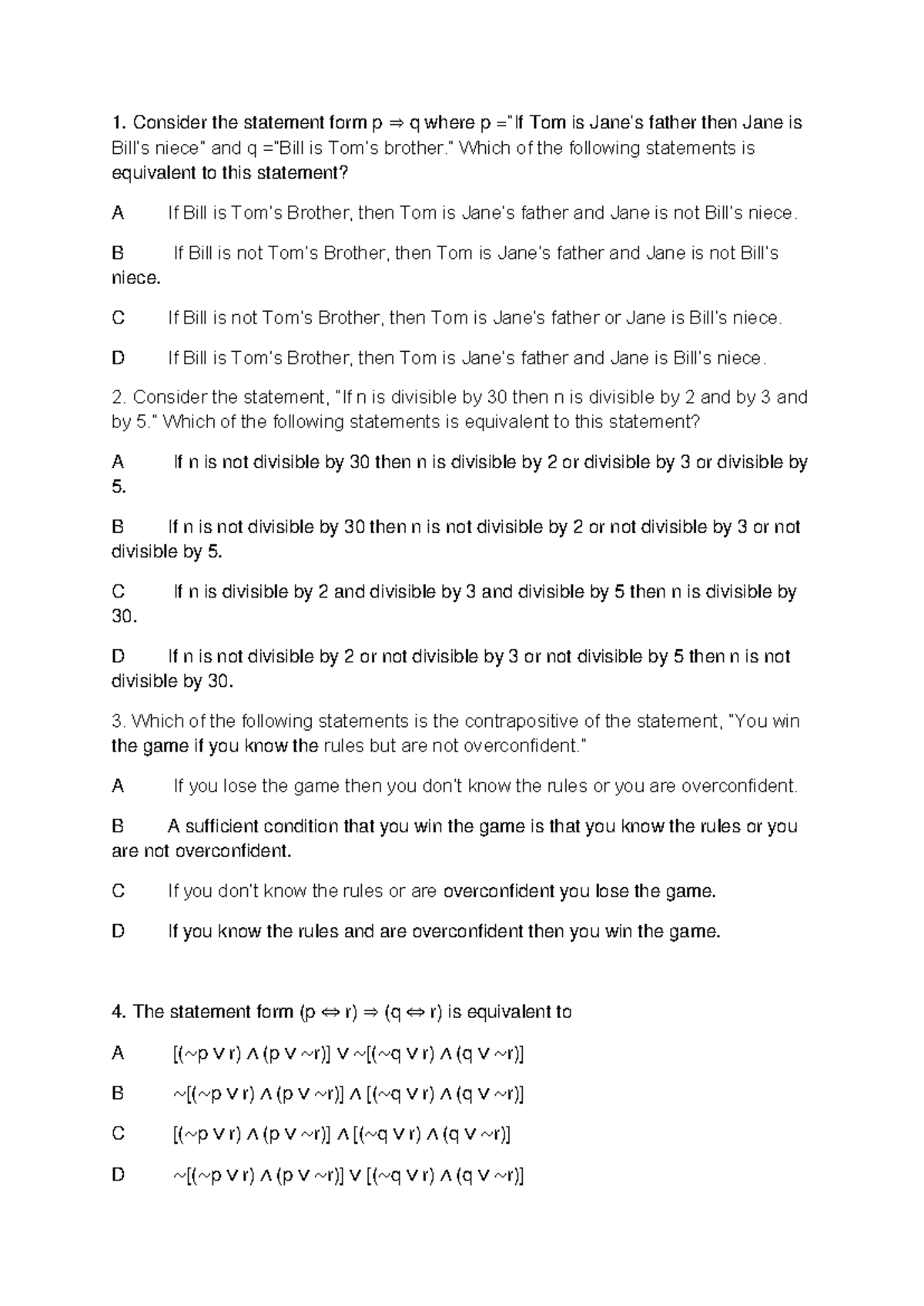 CA1 - Maths 511 Practice Questions for BSc IT Students - Studocu