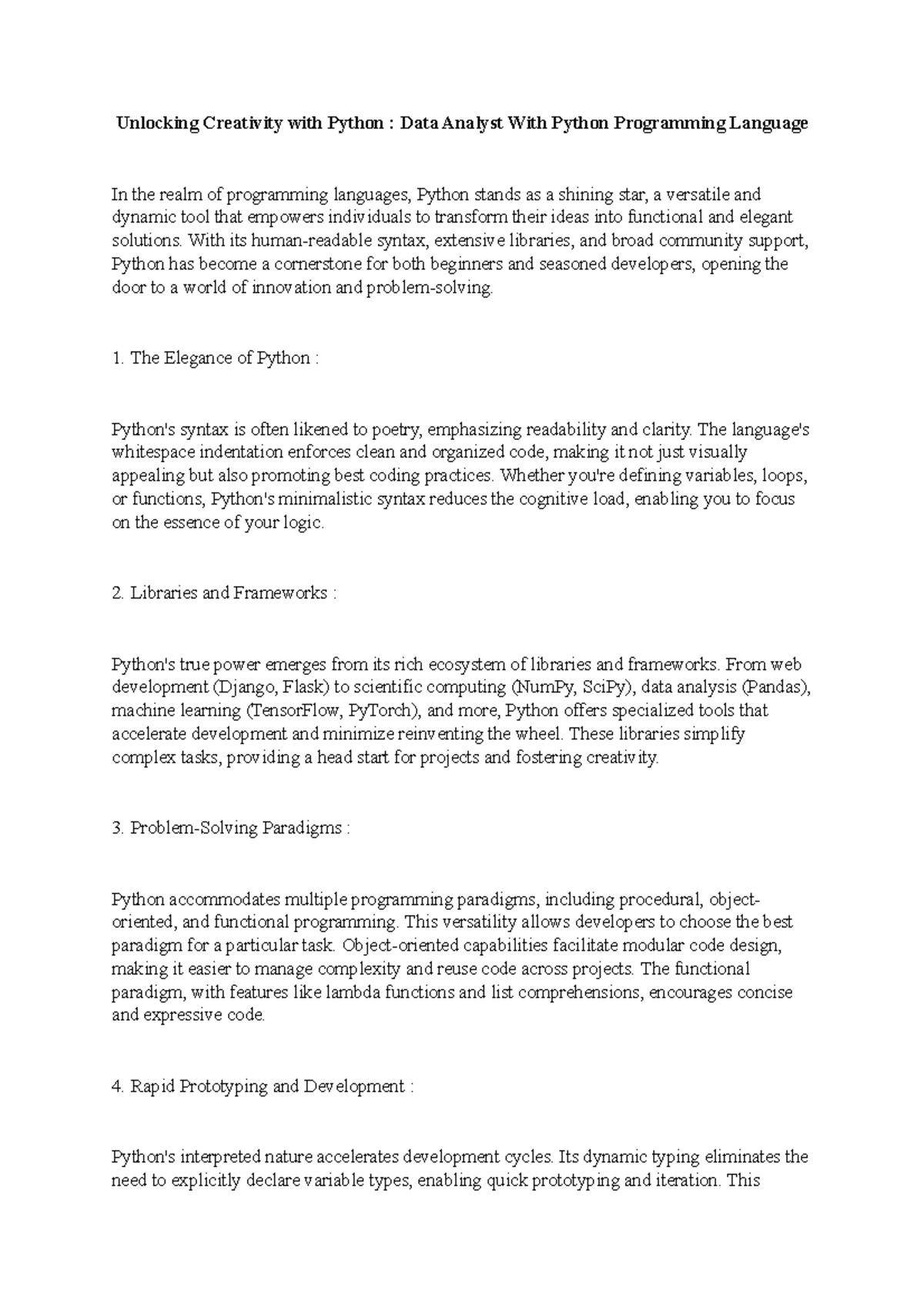 Data analyst with Python programming language - Unlocking Creativity ...