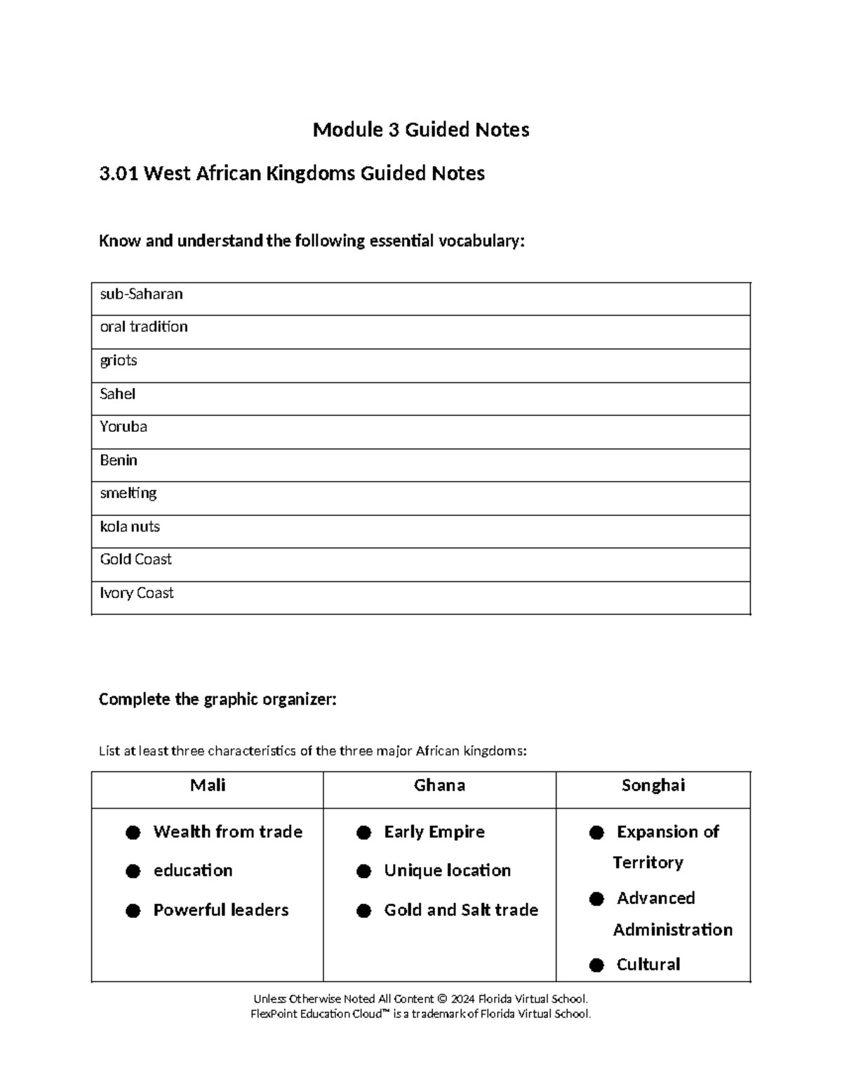 3 West African Kingdoms and Early Mesoamerican Civilization Guided ...