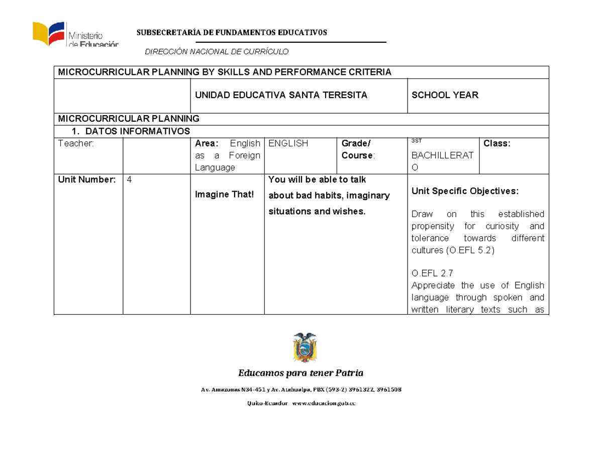 Unit Plan 4: English Language Skills and Cultural Awareness Activities ...